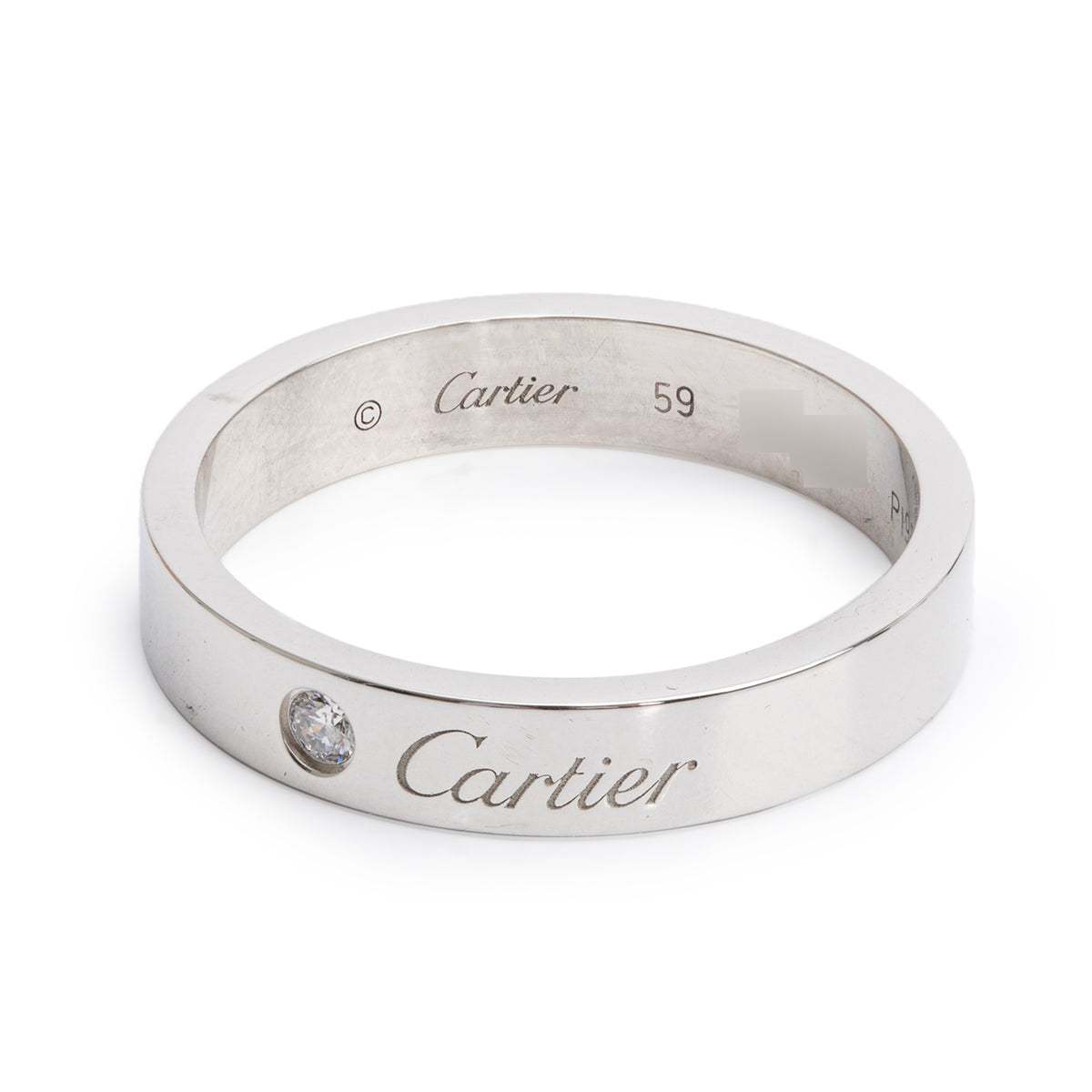 Cartier Platinum C de Cartier Diamond 4 MM Wedding Band Ring, Size 59 ...