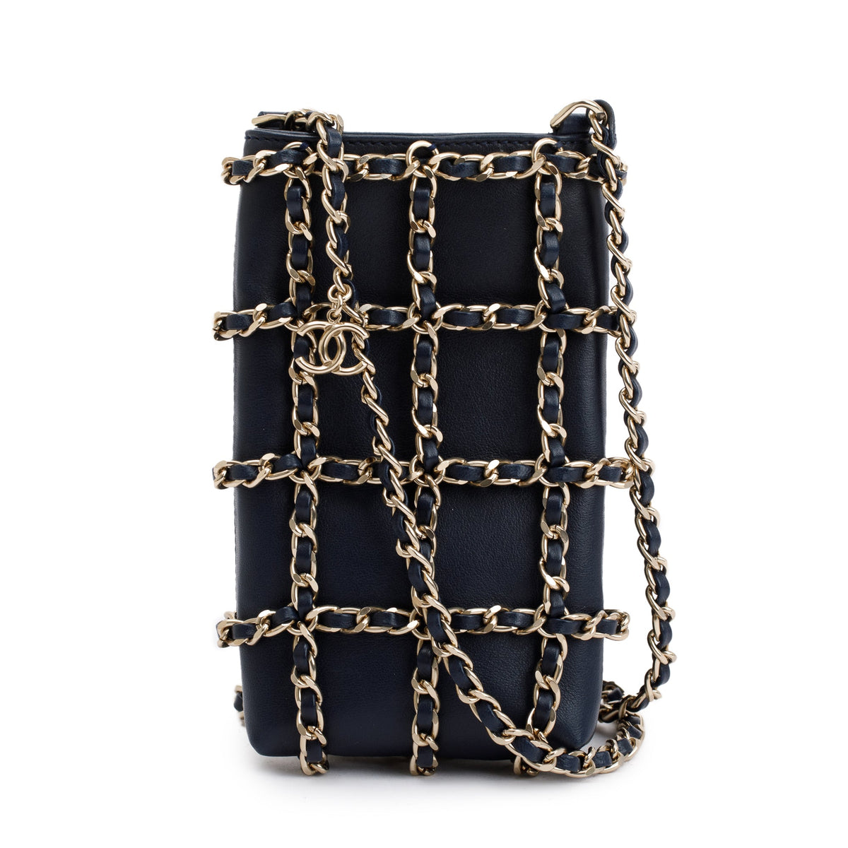 Chanel 2020 Navy Leather Tech Me Out Clutch With Chain – OLIVER'S