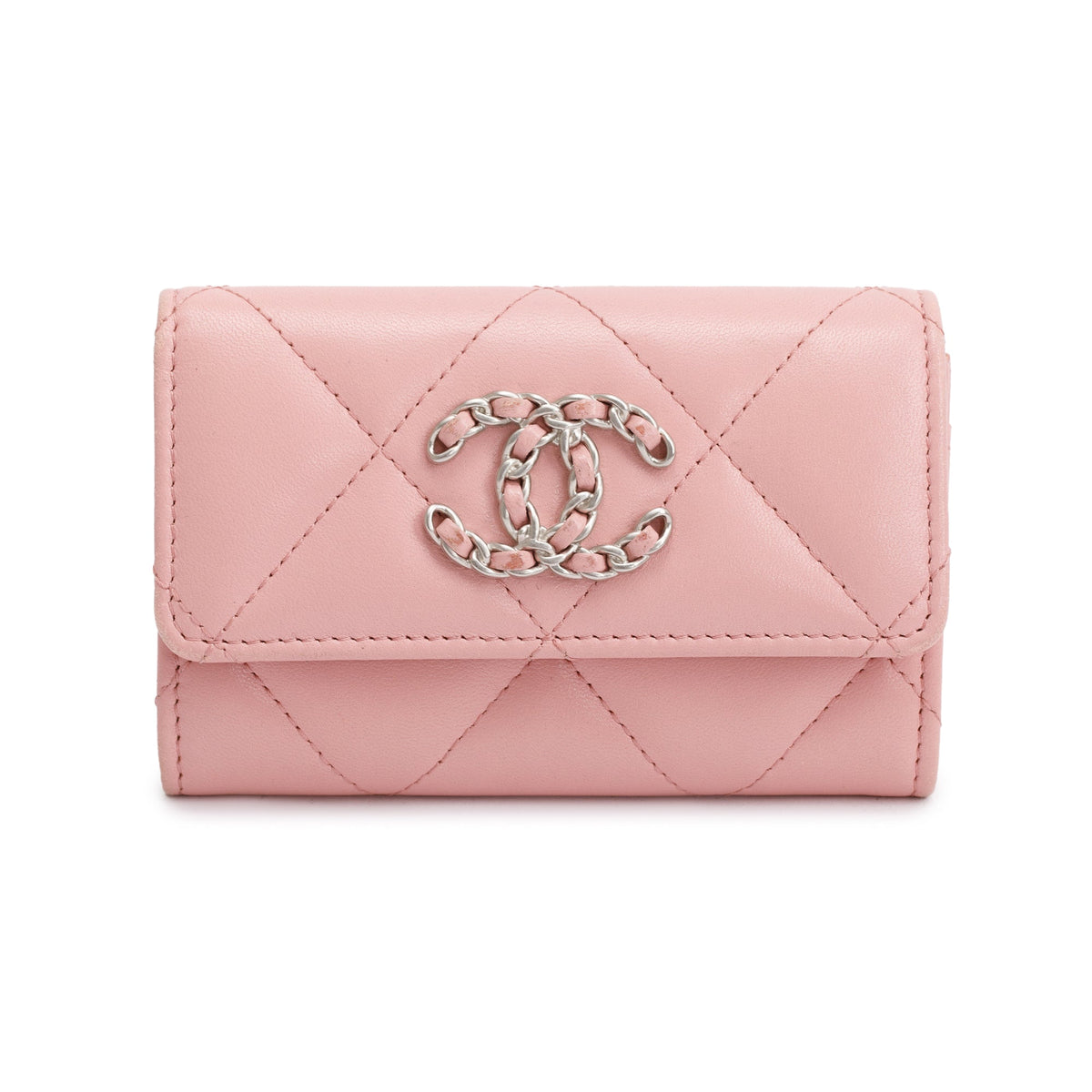 Chanel 2021 Pink Quilted Leather 19 Flap Wallet w/ Authenticity Card ...