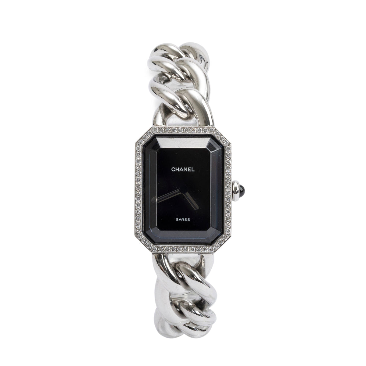 Chanel Stainless Steel Diamond Bezel Premiere Gourmette Watch H7020 w ...
