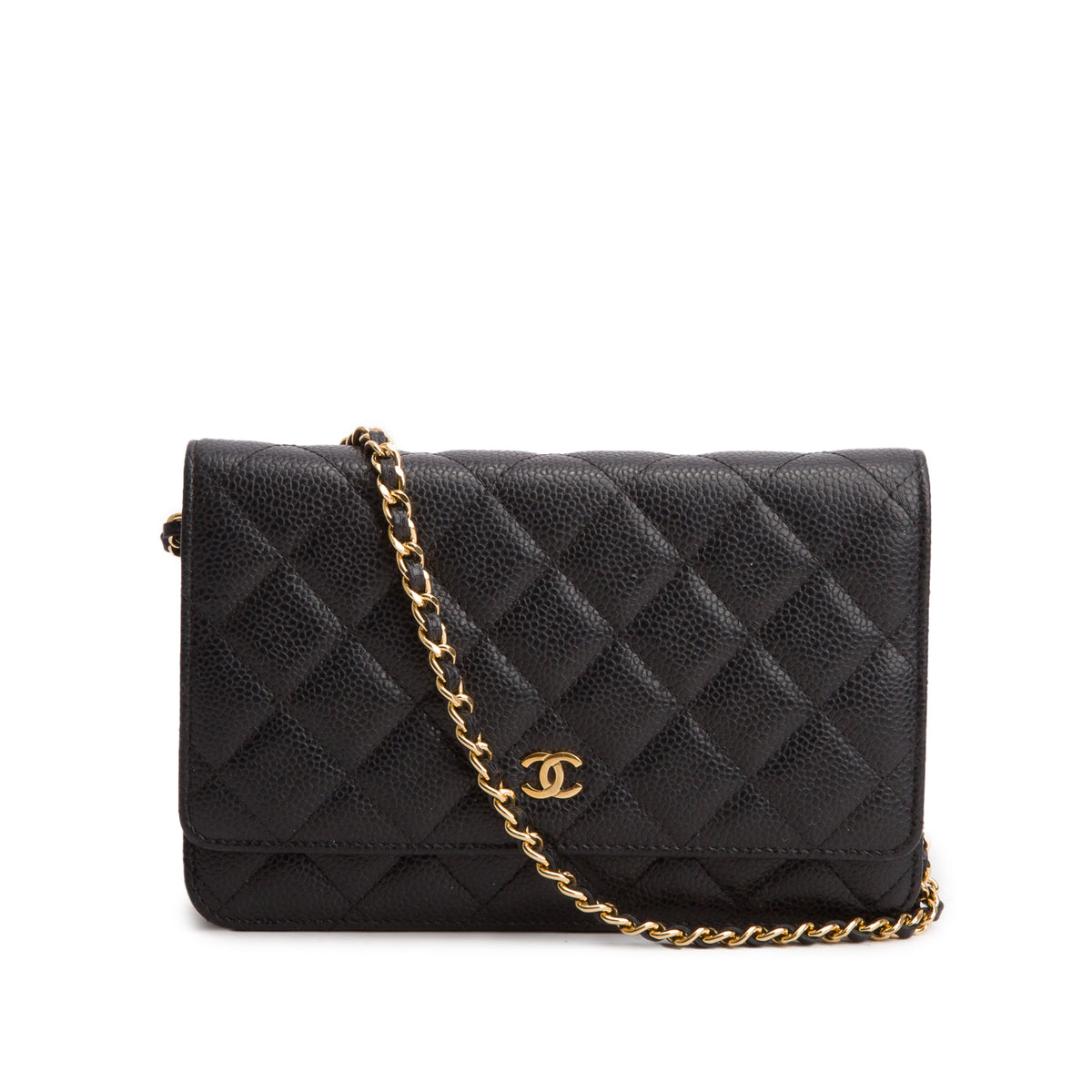 Chanel Black Caviar Quilted Classic Wallet on Chain w/ Box & Authentic ...