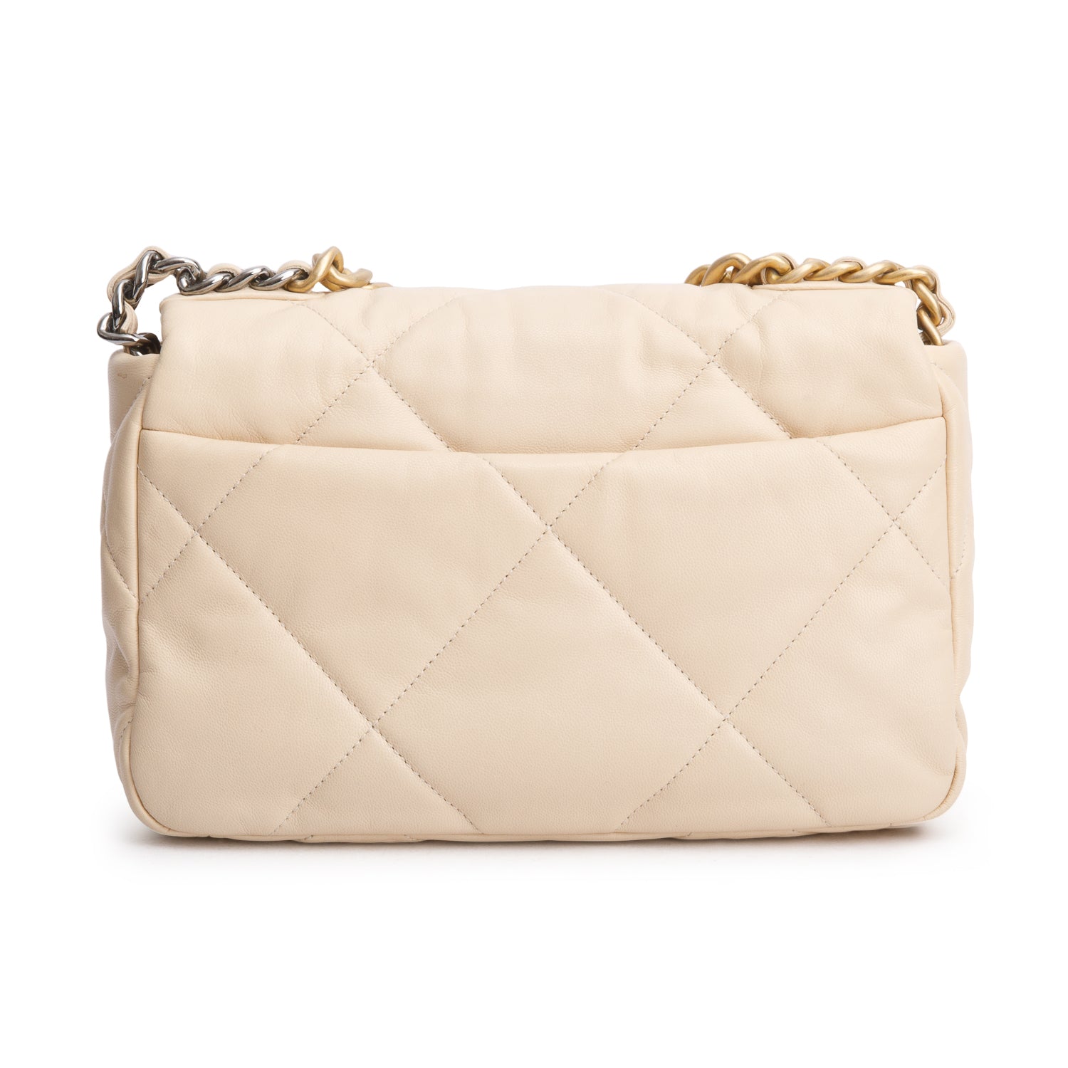 Chanel Beige Lambskin Leather Medium 19 Flap Bag w/ Authenticity Card ...
