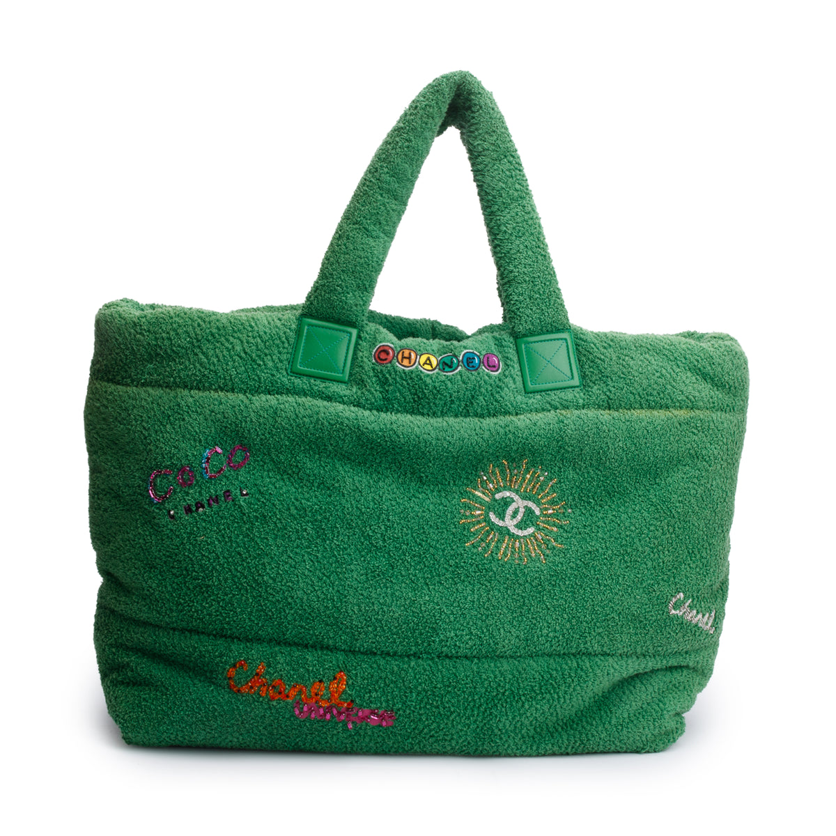 Chanel x Pharrell Williams Green Terry Cloth Coco Cocoon Tote – OLIVER'S