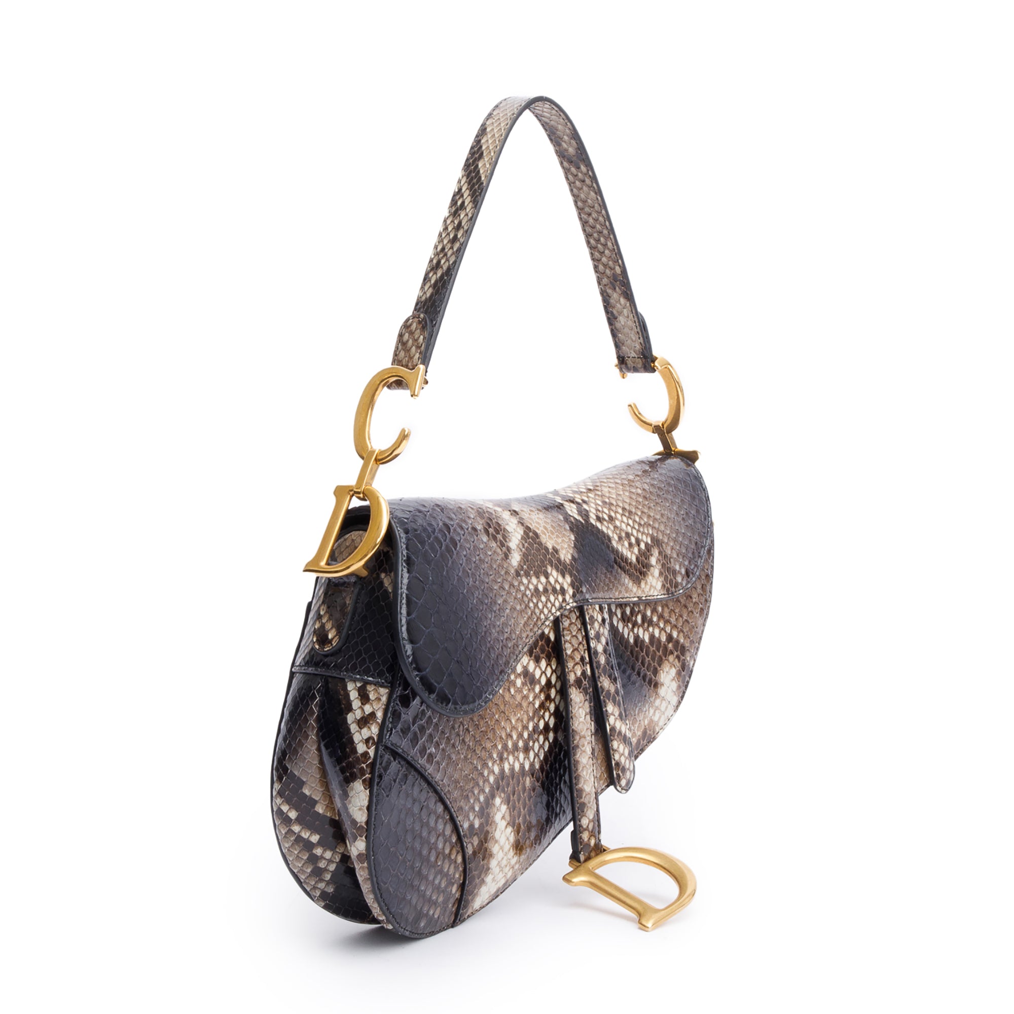 Christian Dior Brown Snakeskin Saddle Bag w/ Box – OLIVER'S