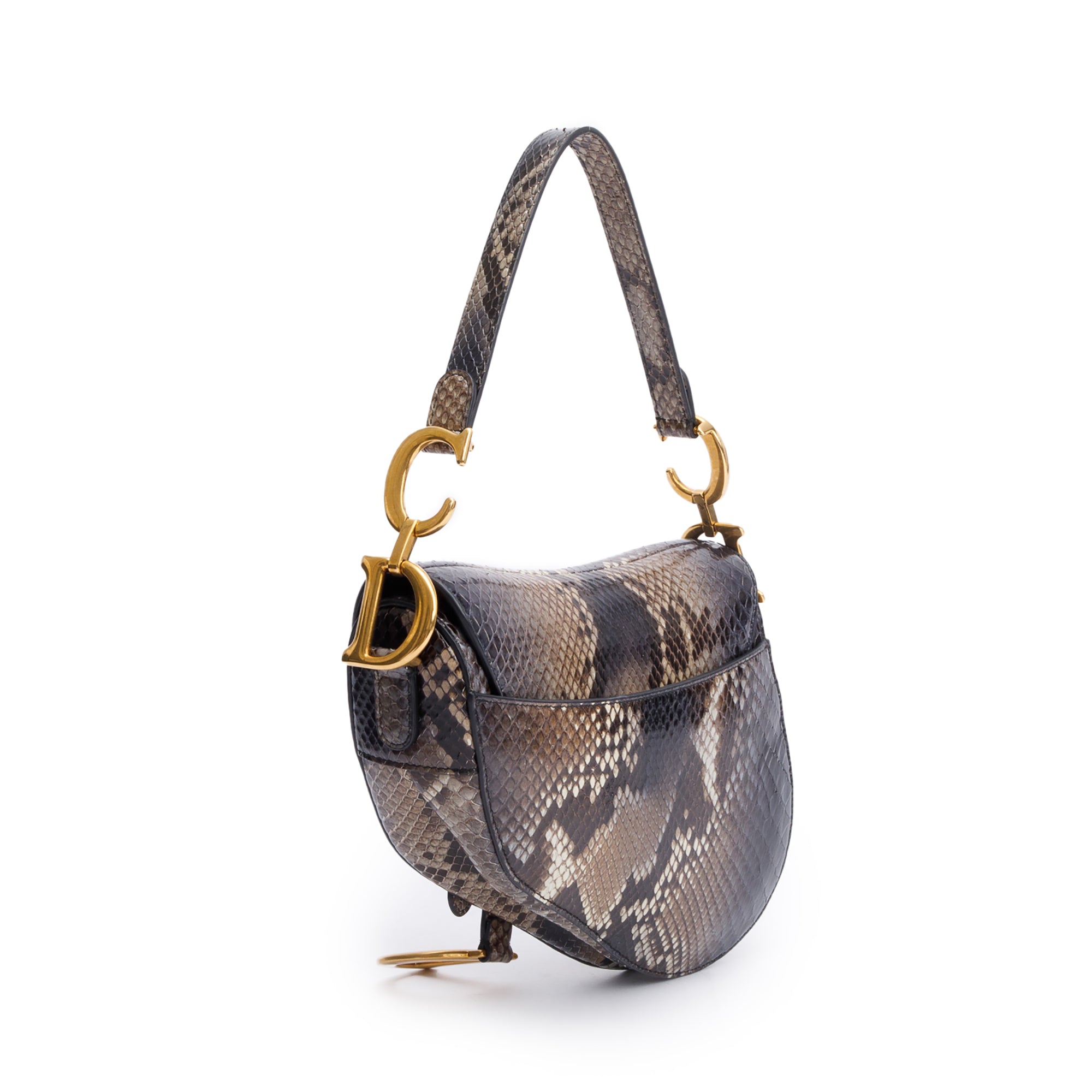 Christian Dior Brown Snakeskin Saddle Bag w/ Box – OLIVER'S