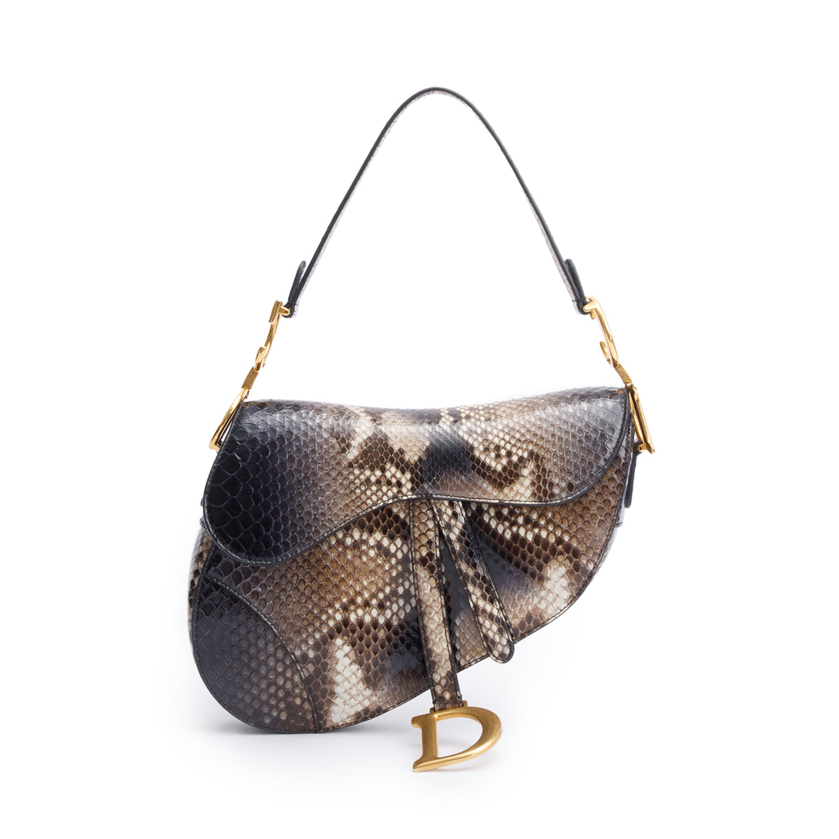 Christian Dior Brown Snakeskin Saddle Bag w/ Box – OLIVER'S