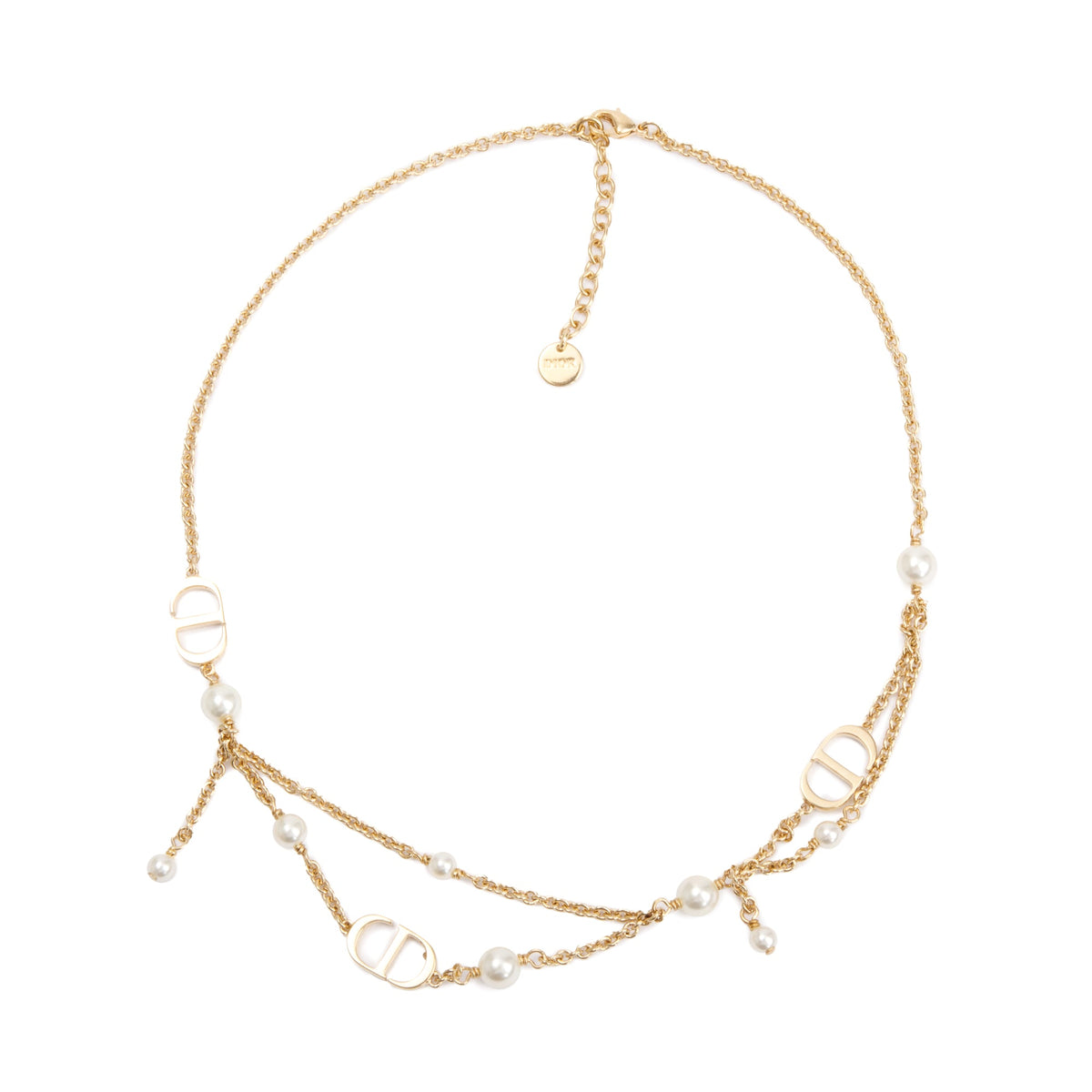 Christian Dior Gold-Tone Resin Pearl Petite CD Necklace – OLIVER'S