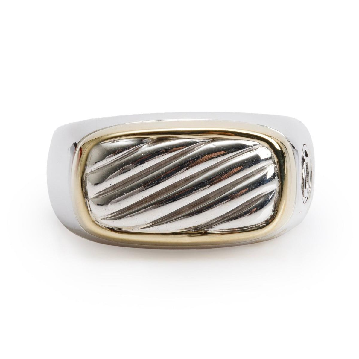 David Yurman Sterling Silver & 18k Yellow Gold Cable Signet Ring, Size ...