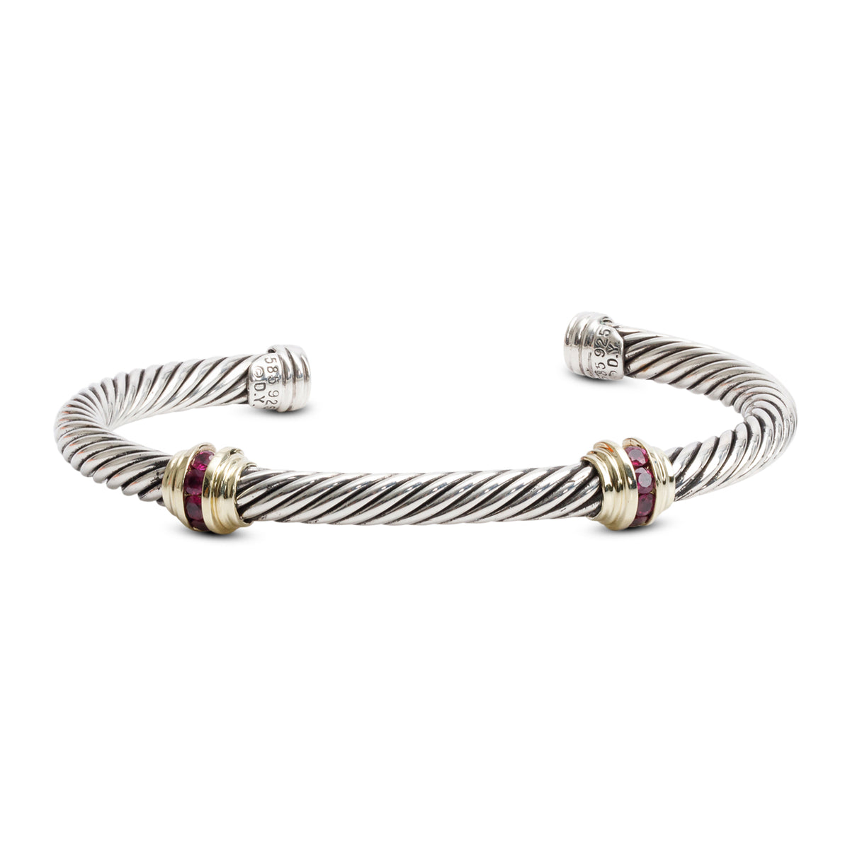 David Yurman Sterling Silver & 18k Yellow Gold Ruby Double Station 5 M ...