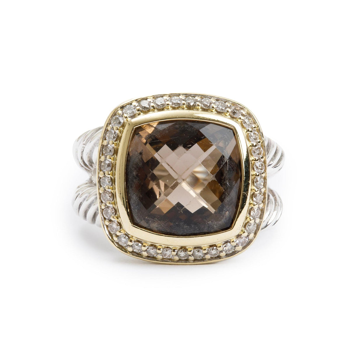 David Yurman Sterling Silver & 18k Yellow Gold Smoky Quartz & Diamond ...
