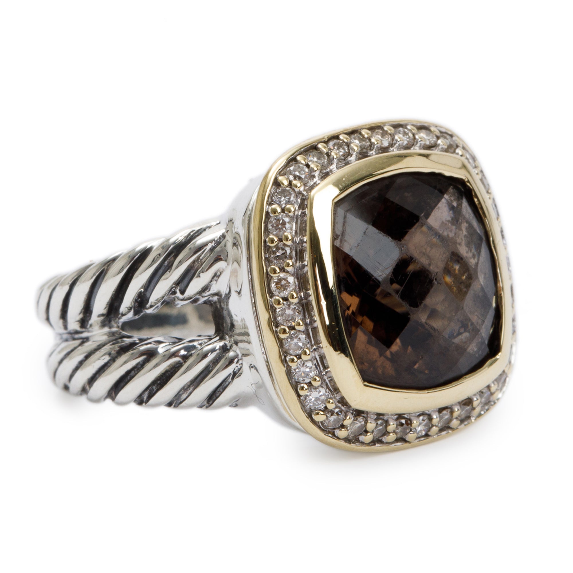 David Yurman Sterling Silver & 18k Yellow Gold Smoky Quartz & Diamond ...