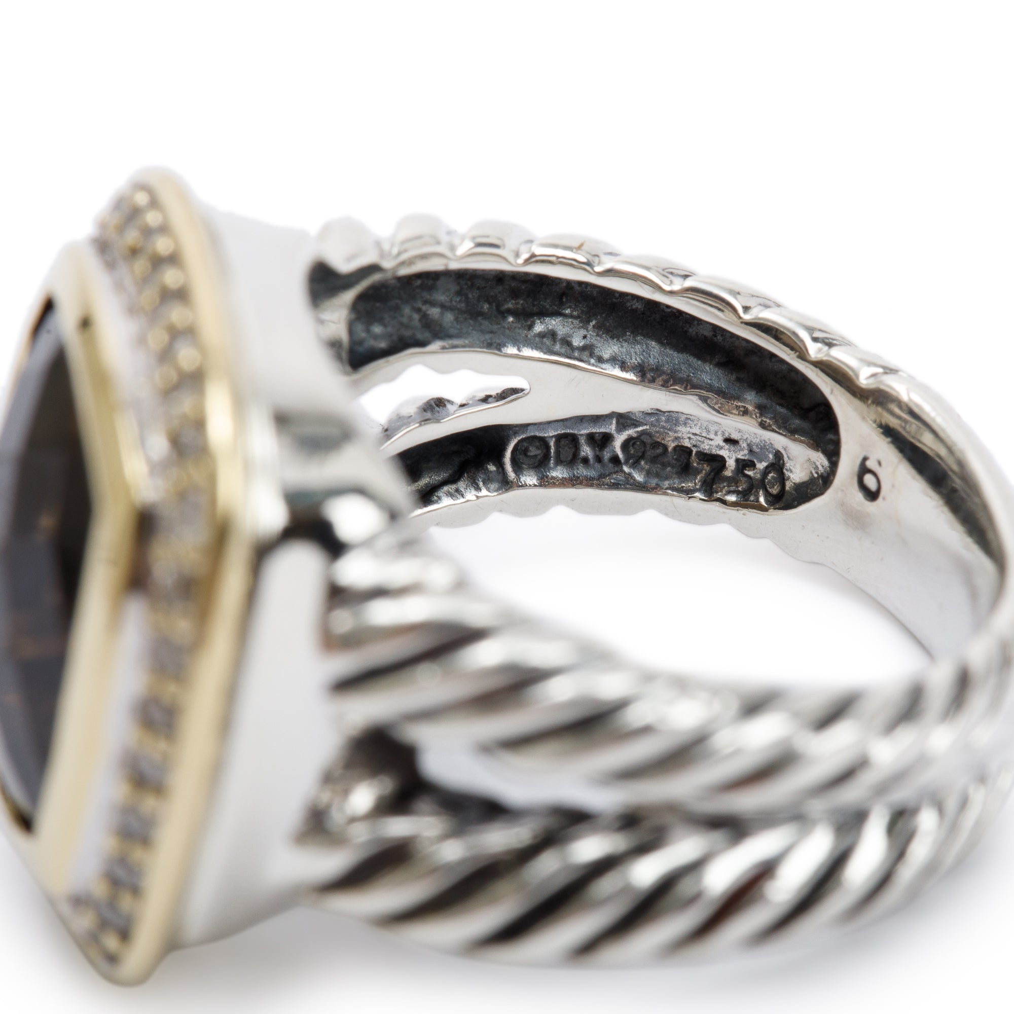 David Yurman Sterling Silver & 18k Yellow Gold Smoky Quartz & Diamond ...