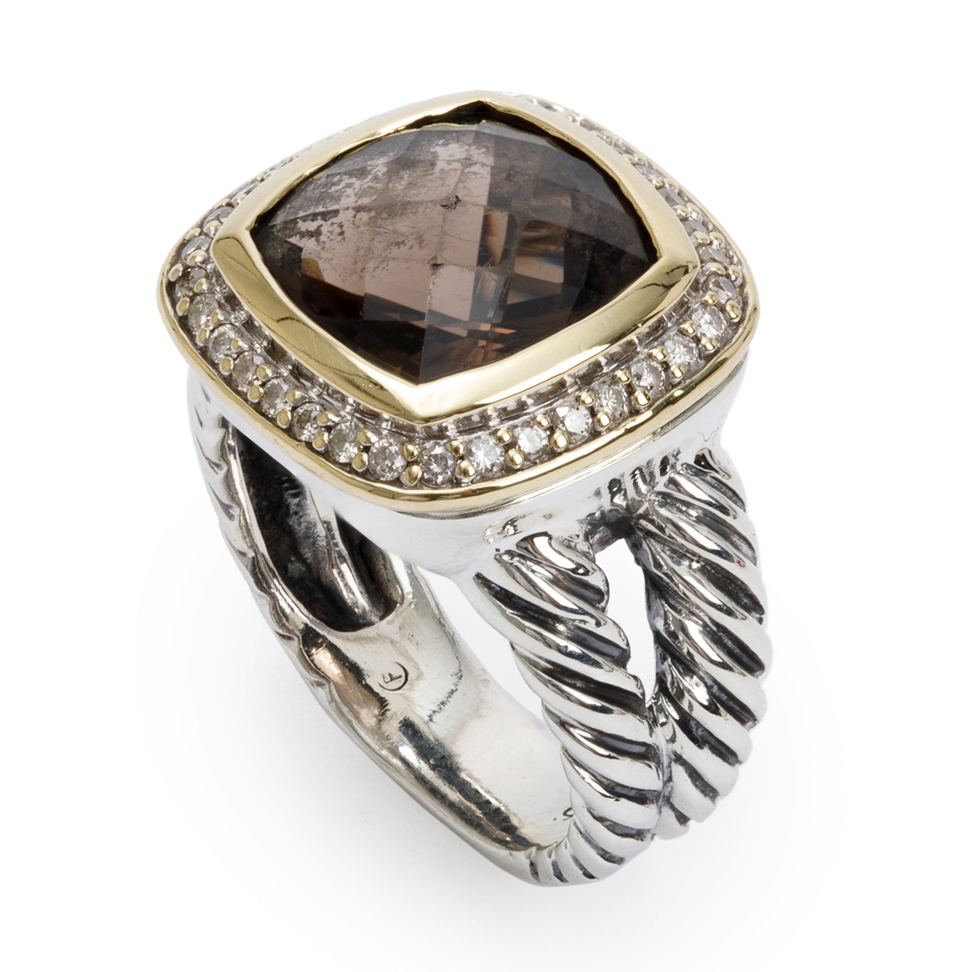 David Yurman Sterling Silver & 18k Yellow Gold Smoky Quartz & Diamond ...