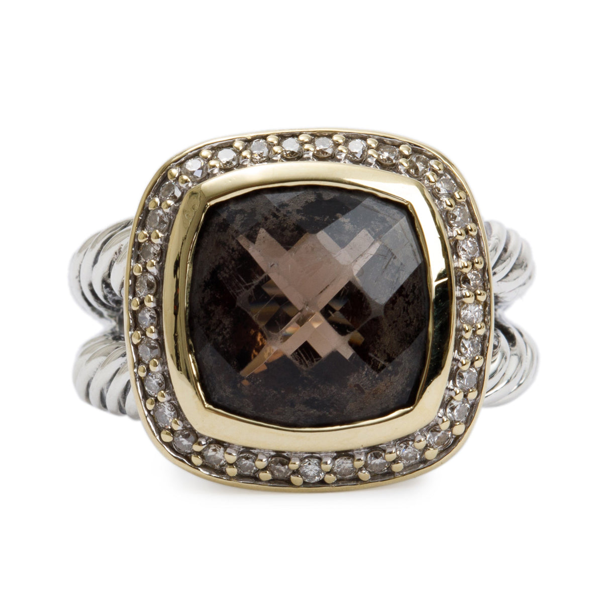 David Yurman Sterling Silver & 18k Yellow Gold Smoky Quartz & Diamond ...