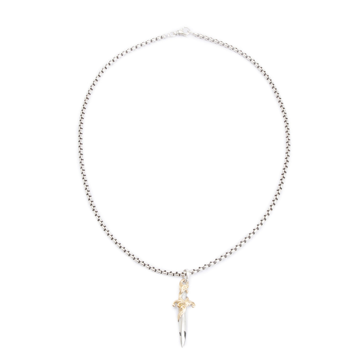 David Yurman Sterling Silver & 18k Yellow Gold Waves Dagger Amulet Nec ...