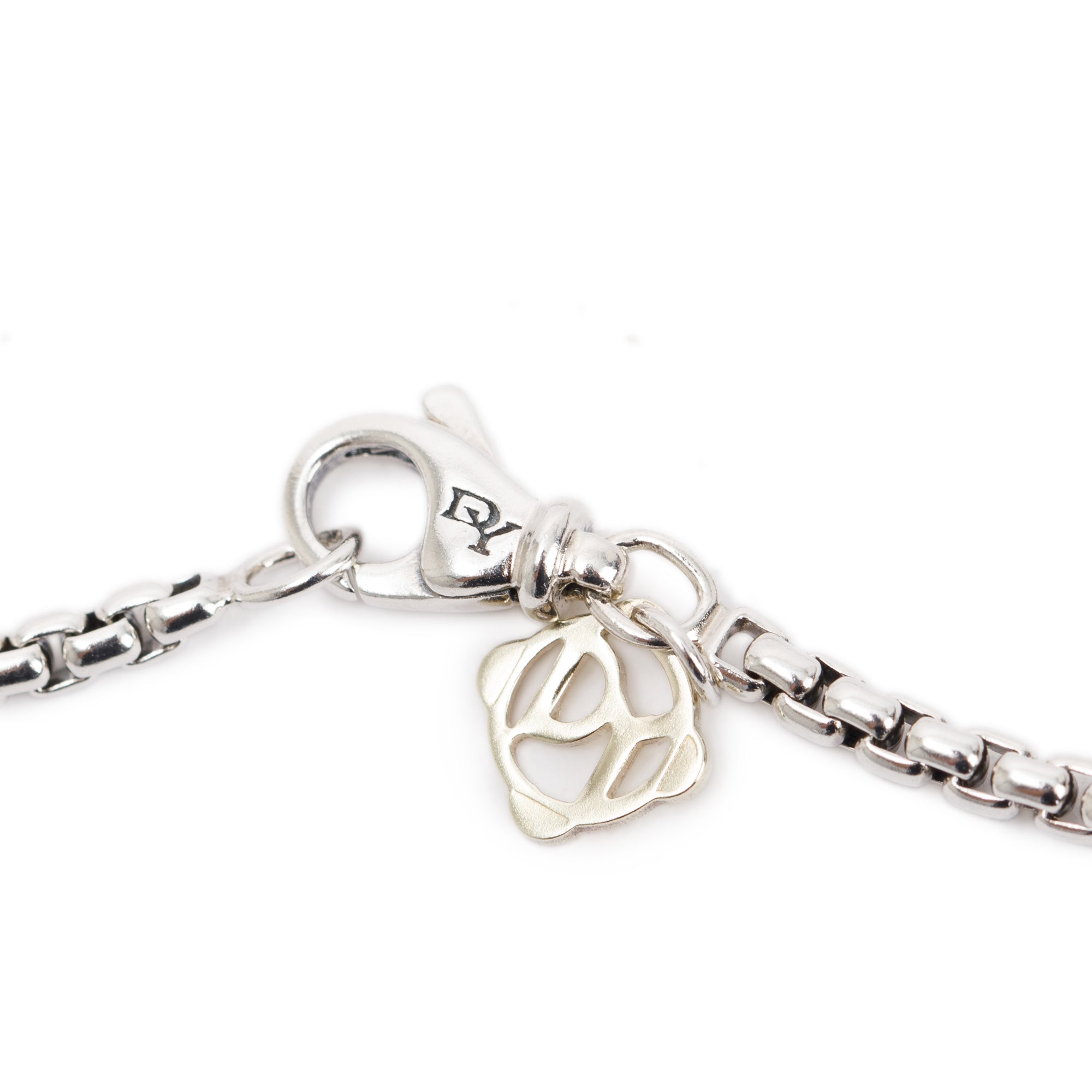 David Yurman Sterling Silver Box Chain Necklace with 14k Yellow Gold D ...