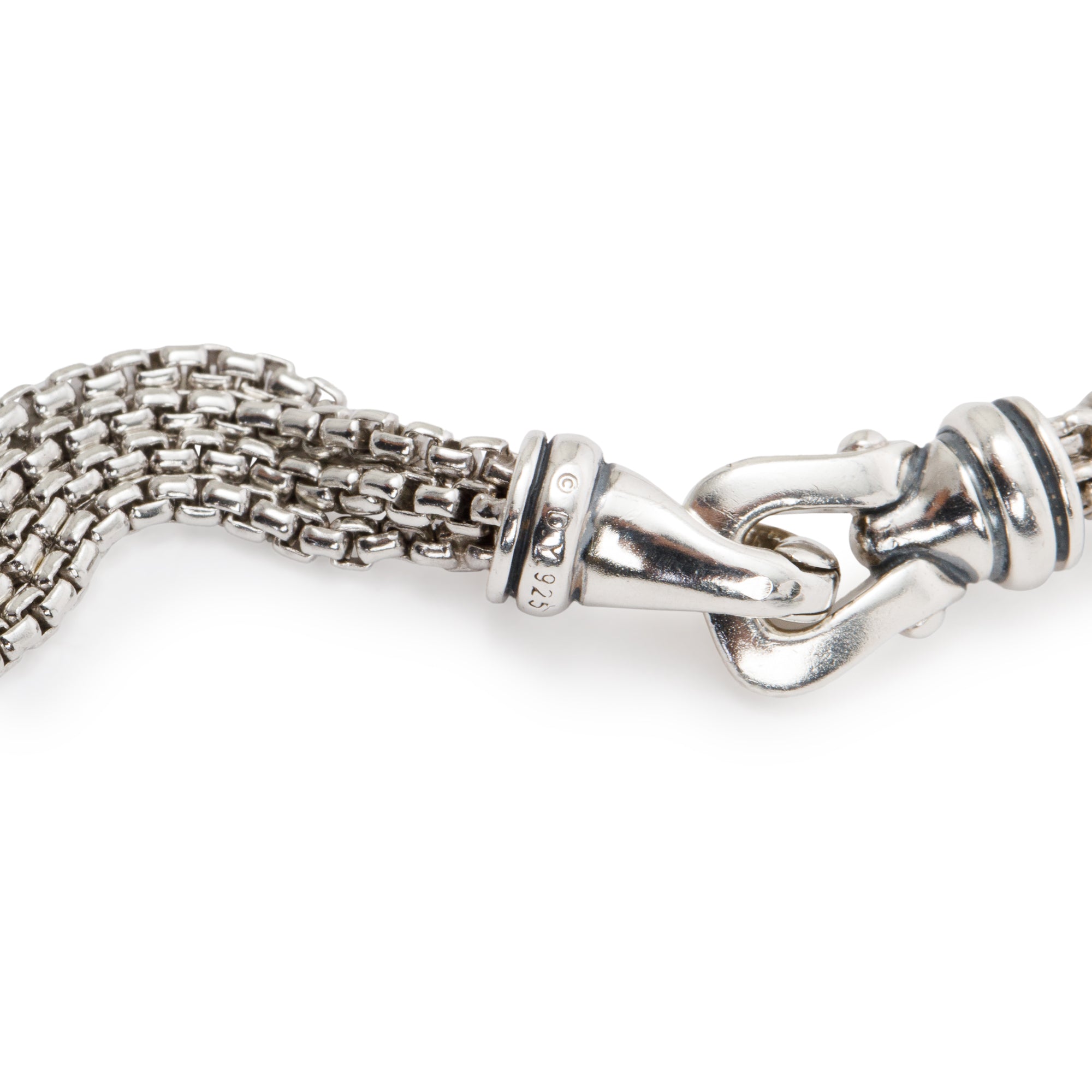 David Yurman Sterling Silver Diamond Station Multi-Strand Chain Neckla ...