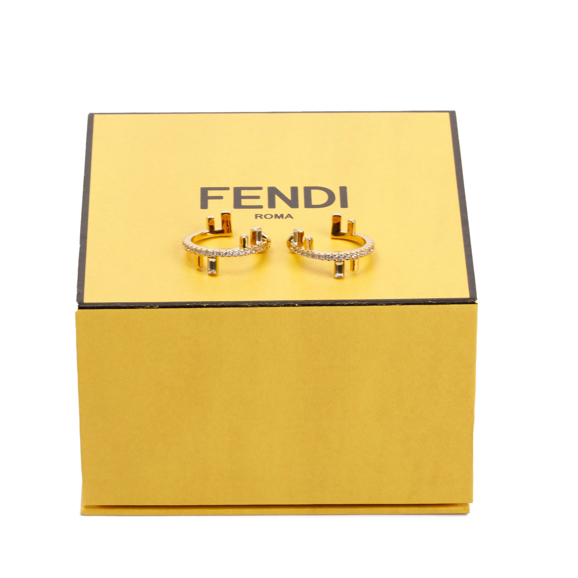 Fendi Gold-Tone Metal Crystal Fendi First Earrings w/ Box – OLIVER'S