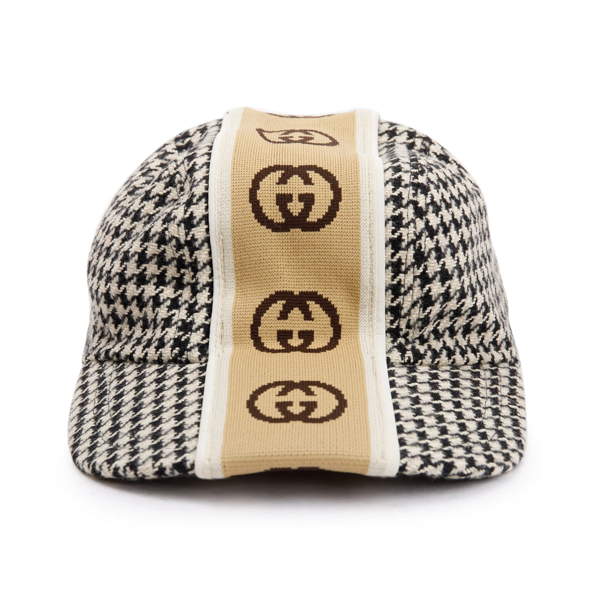 Gucci Beige & Black Wool Knit Interlocking G Logo Baseball Hat, Size S ...