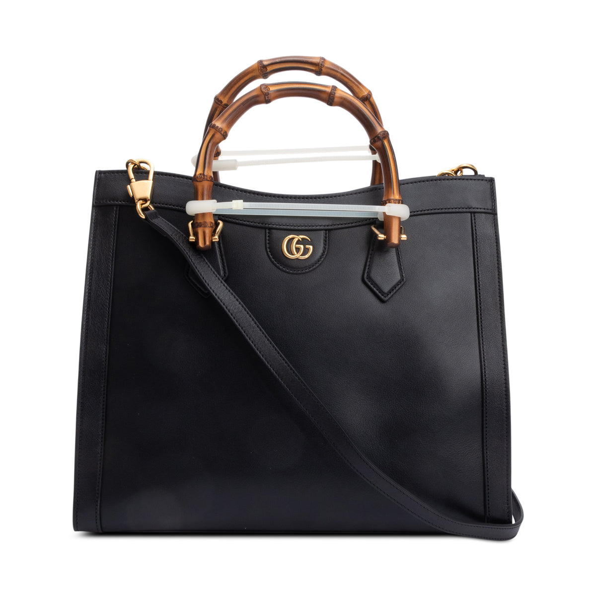 Gucci Black Calfskin Leather Diana Medium Tote Bag w/ Straps – OLIVER'S