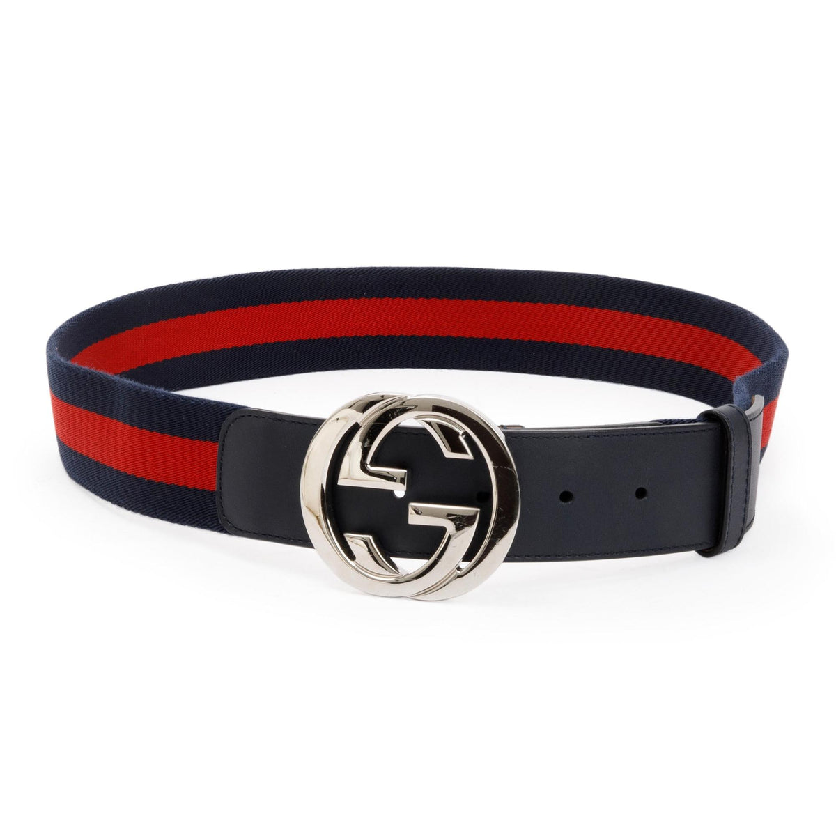 Gucci Blue and Red Web Belt with G Buckle 85 34 – OLIVER'S