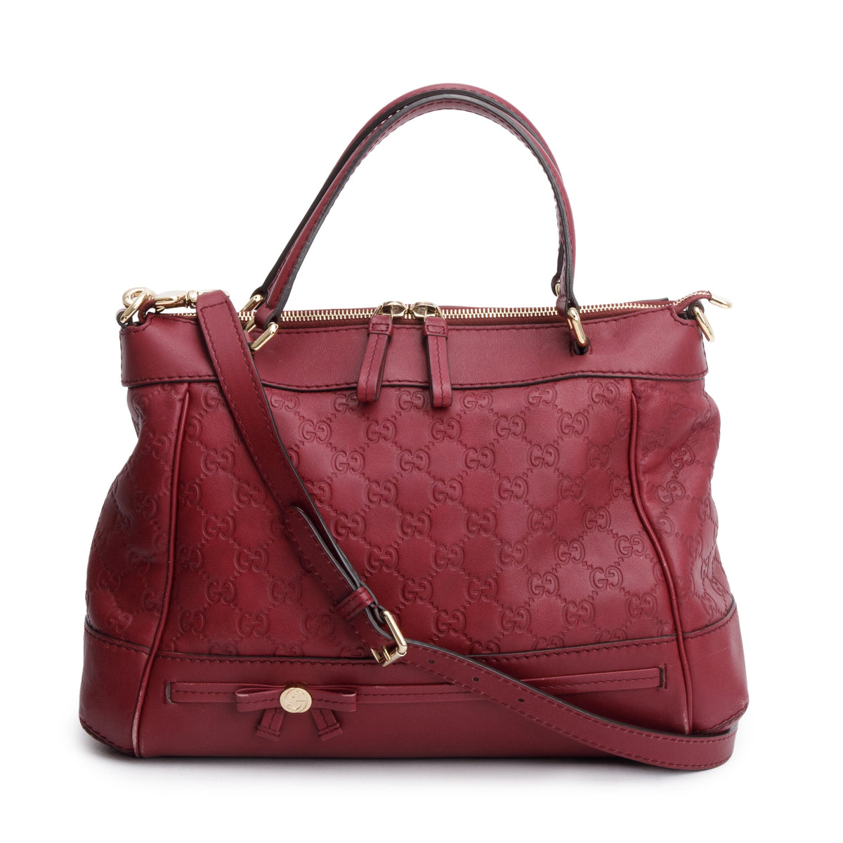 Gucci Burgundy Guccissima Leather Medium Mayfair Tote w/ Strap – OLIVER'S