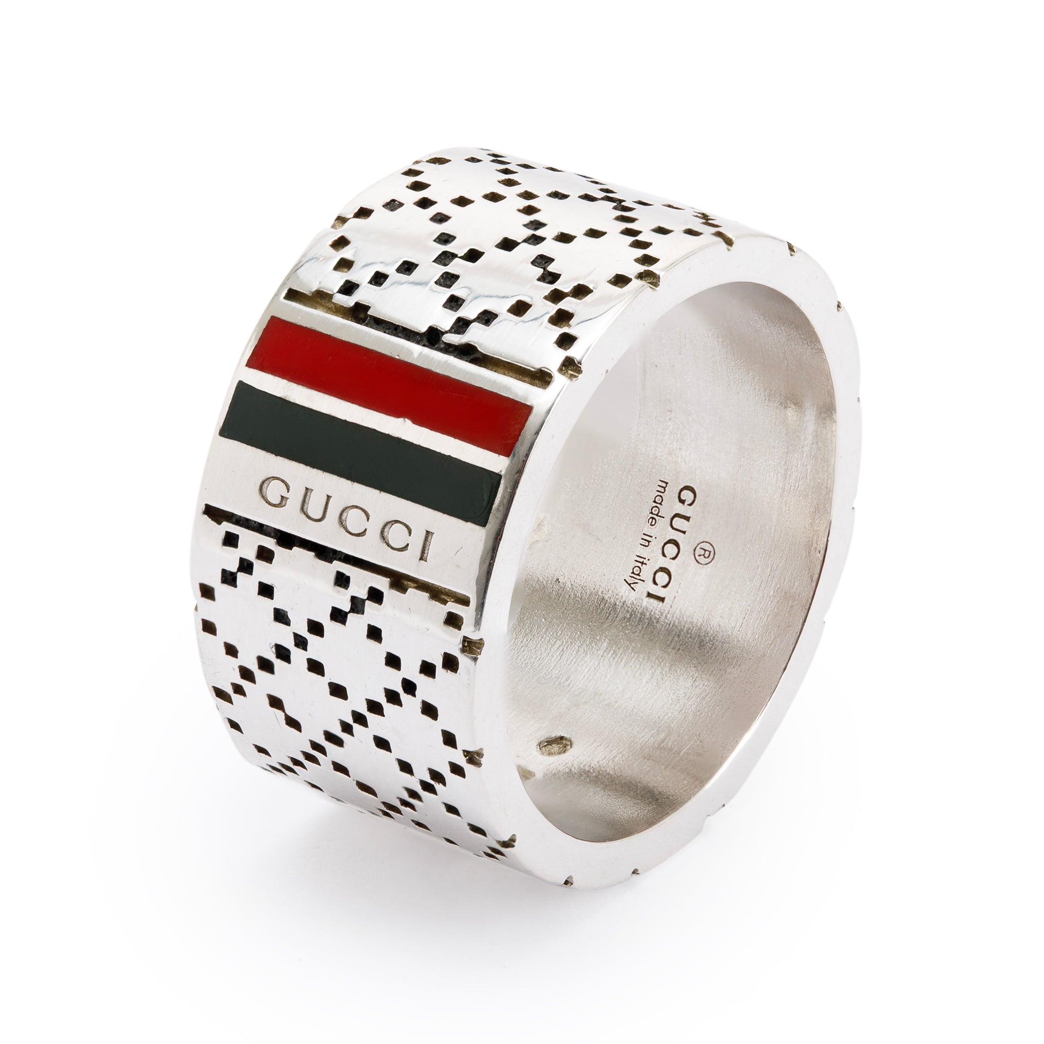 Gucci Enamel Diamantissima Wide Ring – OLIVER'S