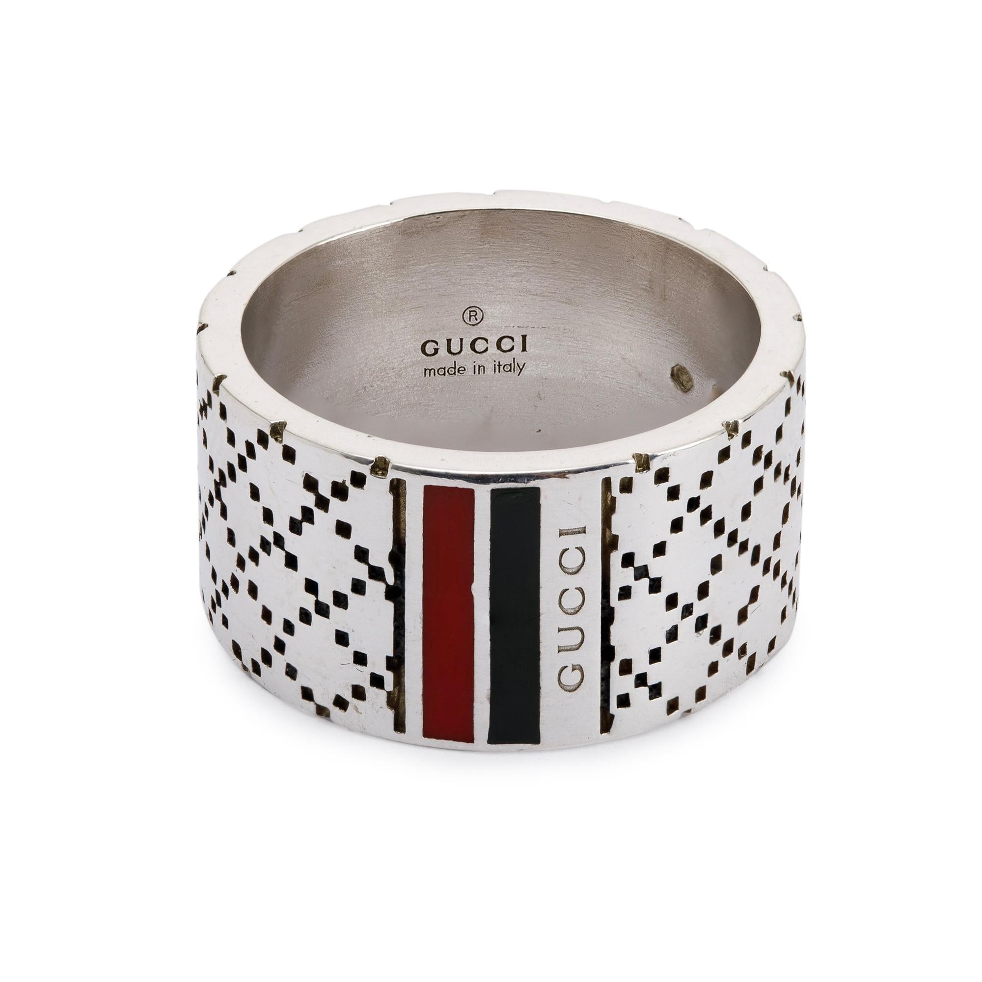 Gucci Enamel Diamantissima Wide Ring – OLIVER'S