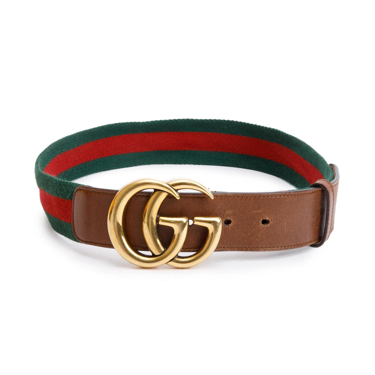 Gucci Green and Red Web Belt with Double G Buckle 80 32 – OLIVER'S