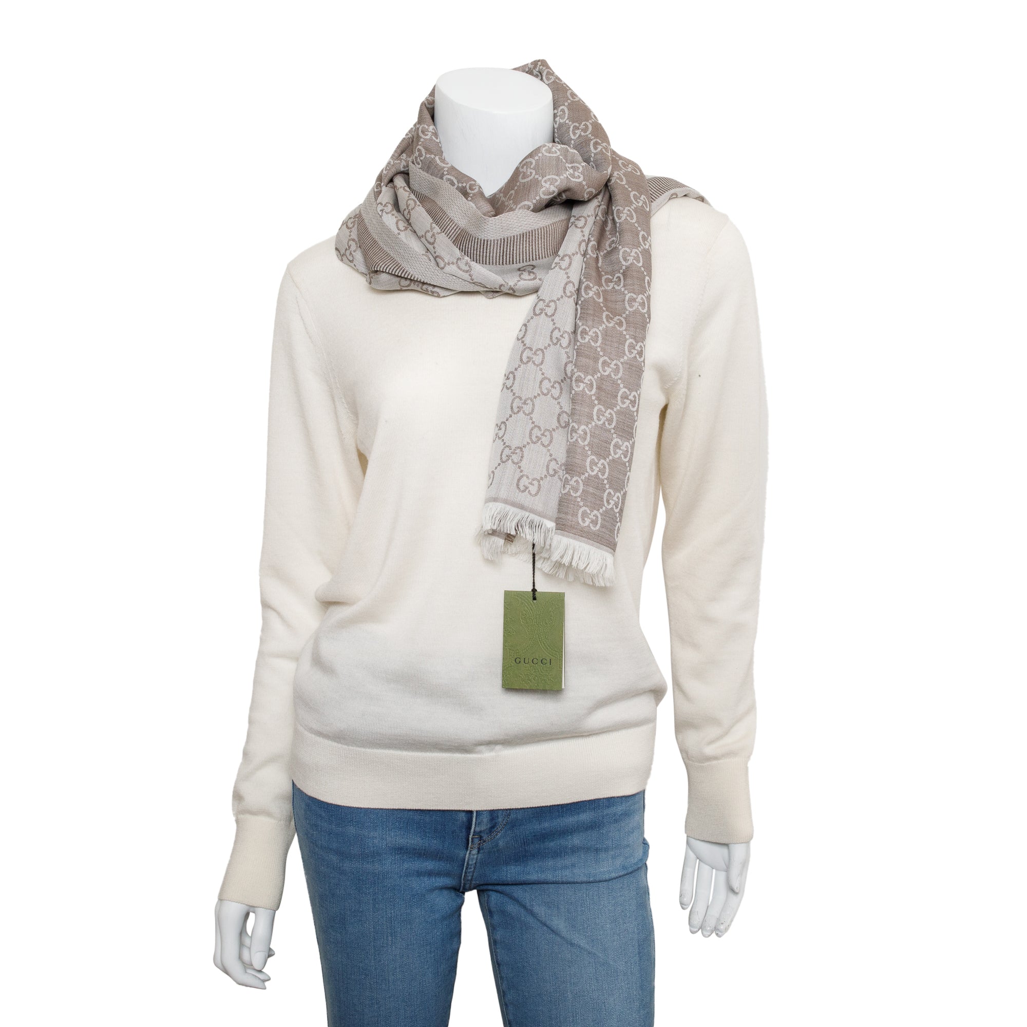 Gucci Grey Jacquard GG Silk Scarf – OLIVER'S
