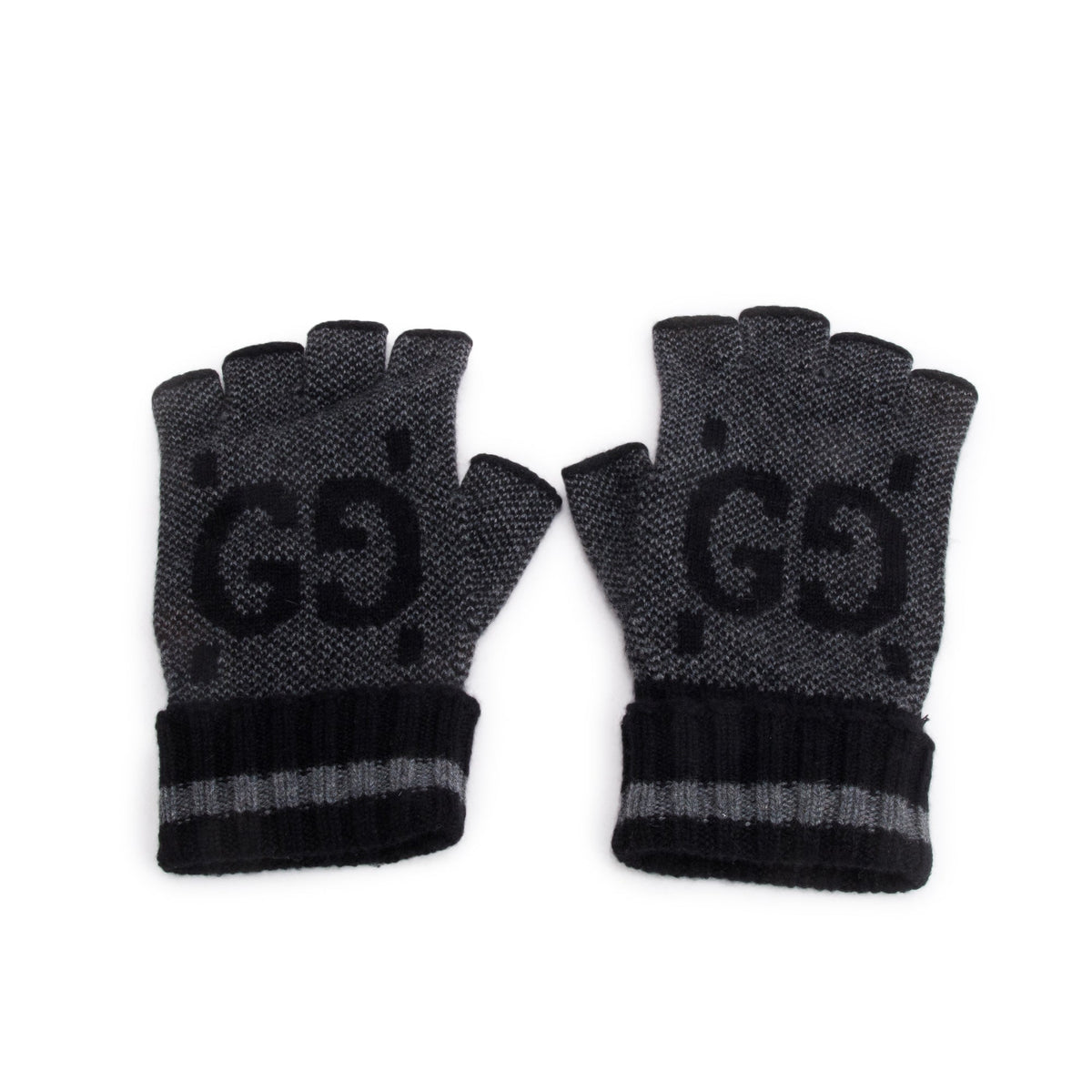Gucci Grey/Black GG Cashmere Fingerless Gloves w/ Box – OLIVER'S