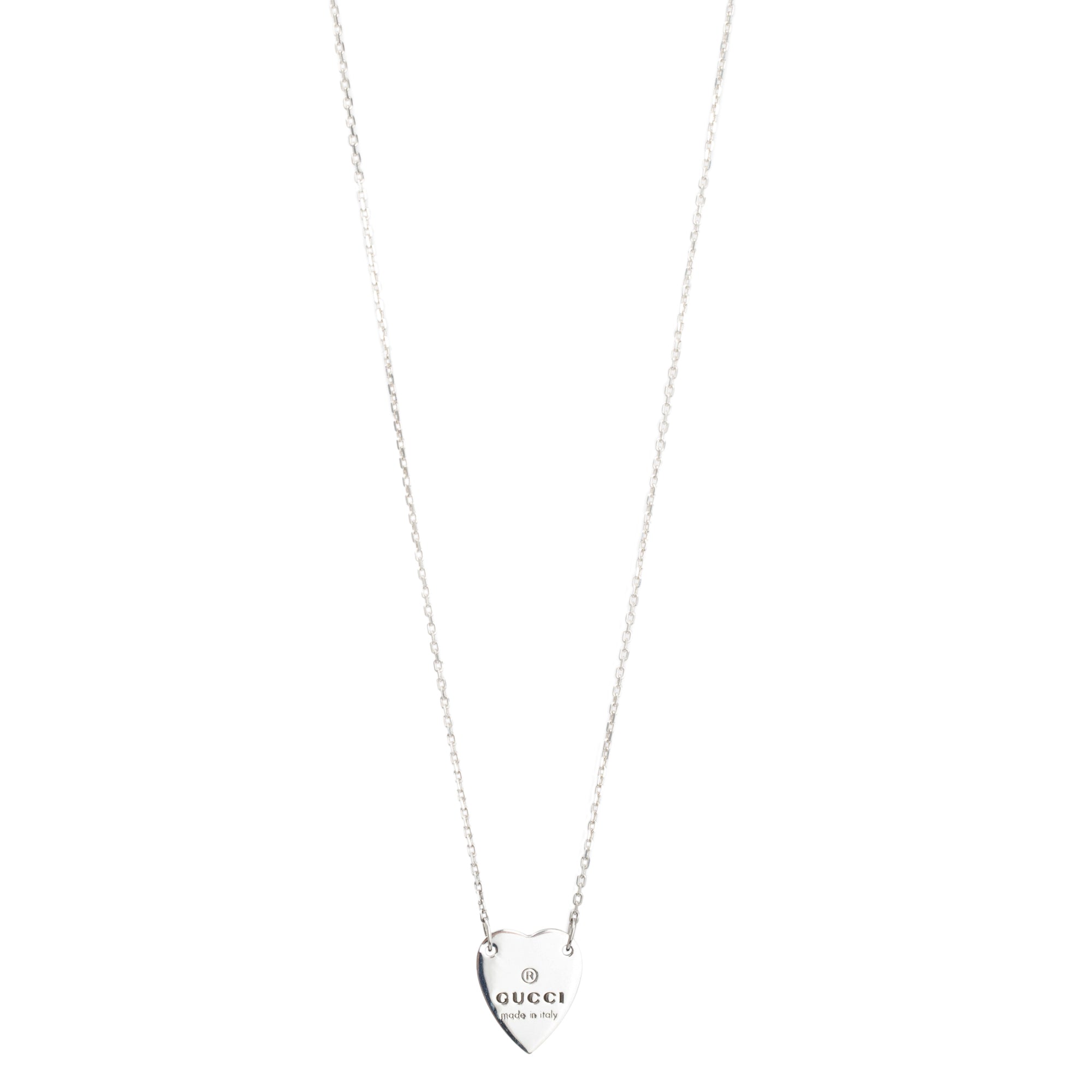 Gucci Sterling Silver Trademark Heart Pendant Necklace – OLIVER'S