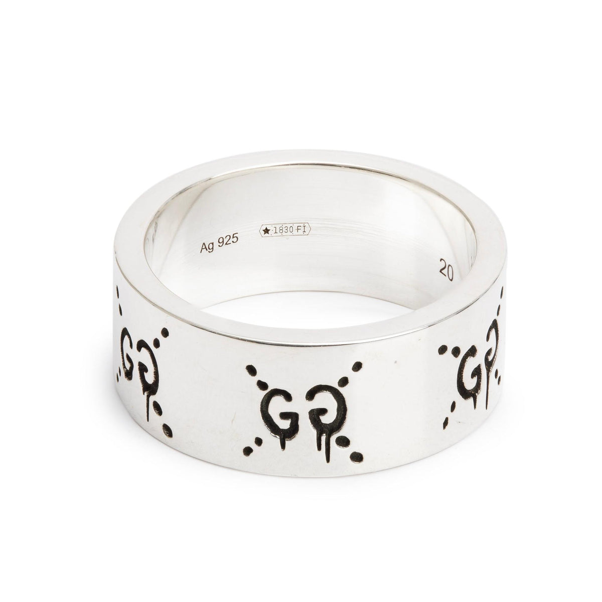 Gucci Sterling Silver Wide 9 MM Ghost Ring, Size 20 9 w/ Box – OLIVER'S
