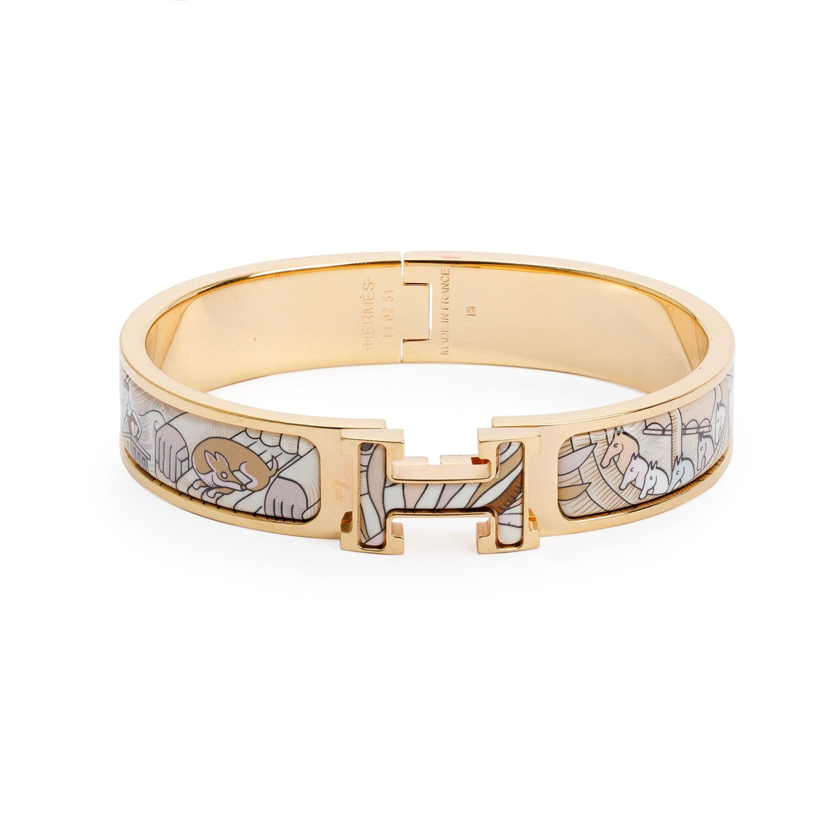 Hermes Gold-Plated Cosmographia Universalis Enamel 12 MM Clic H Bracel ...
