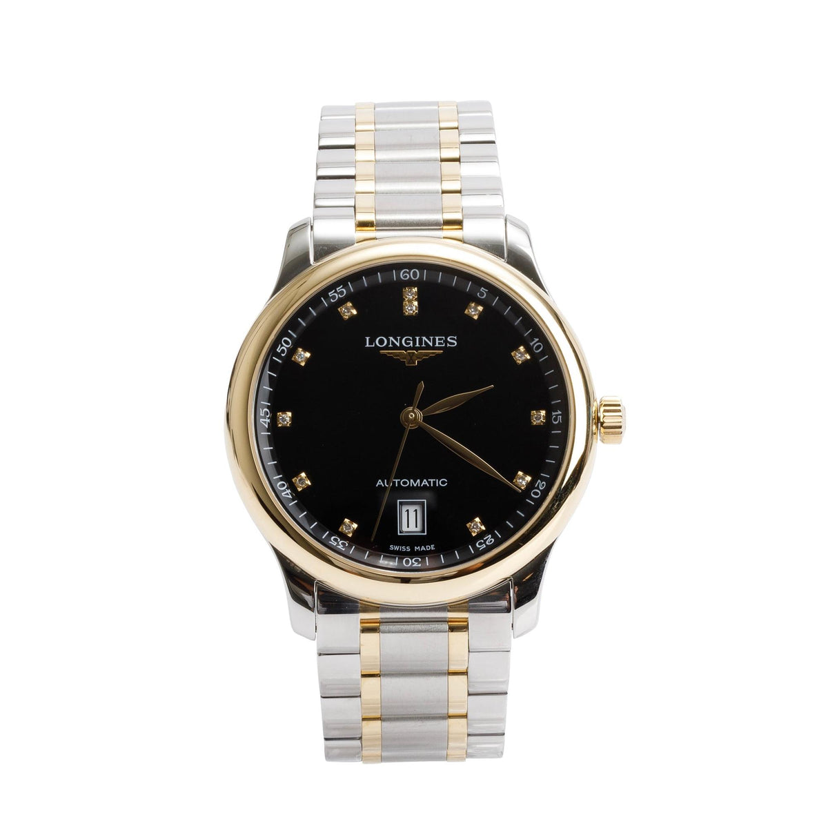 Longines Stainless Steel & 18k Yellow Gold Master Collection Diamond D ...