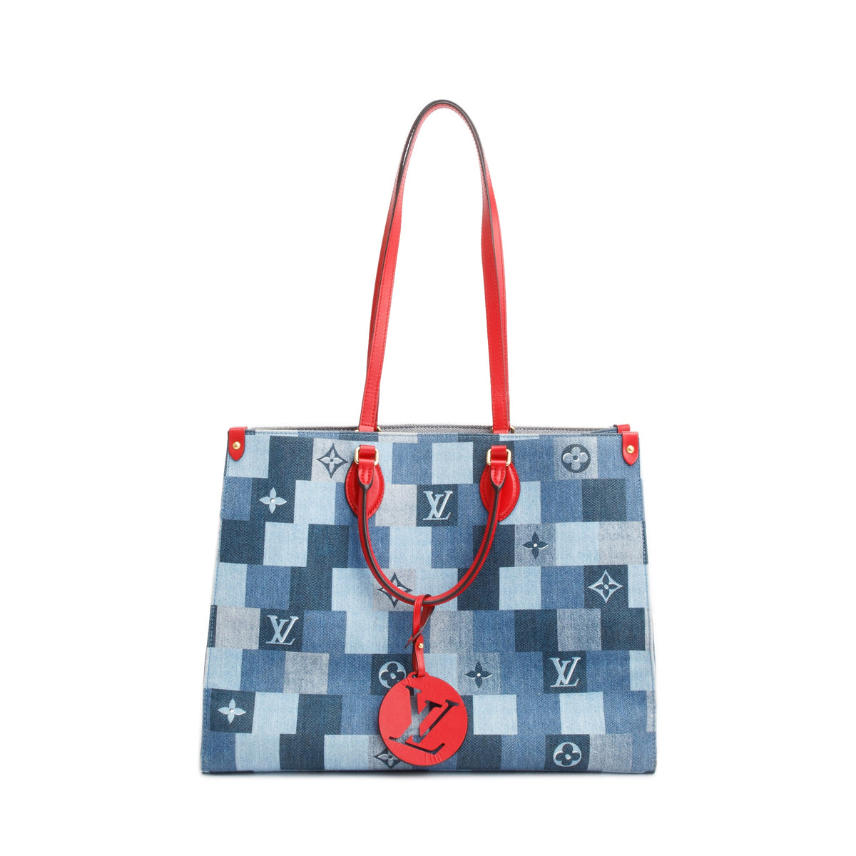 Louis Vuitton Blue Monogram Damier Denim OnTheGo GM w/ Box & Receipt ...