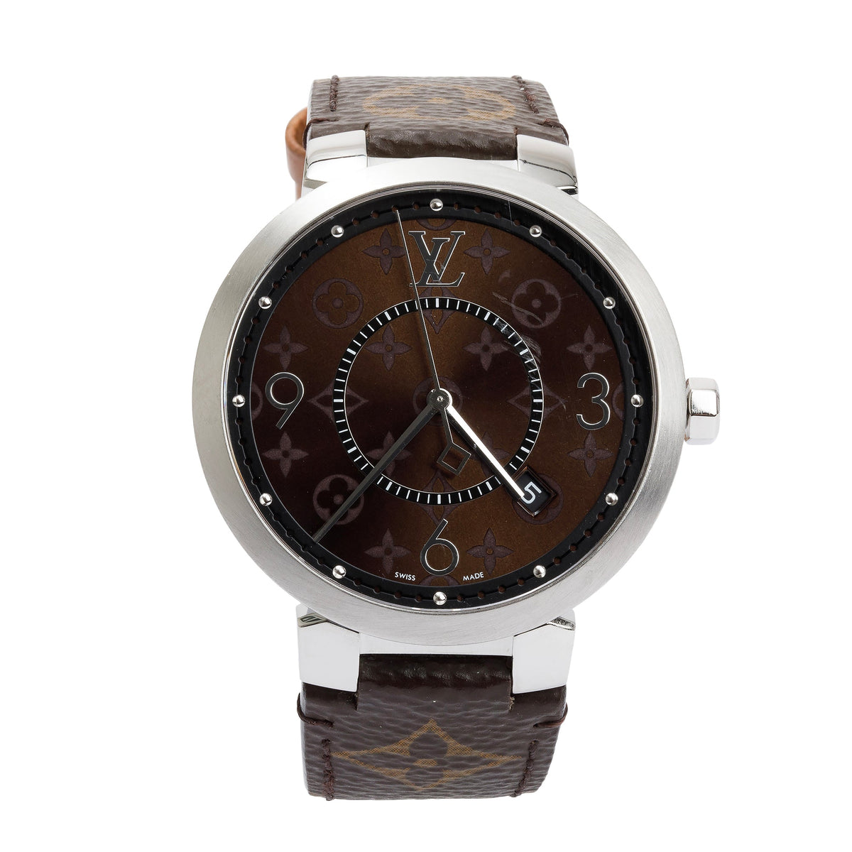 Louis Vuitton Stainless Steel Tambour Slim Monogram 39 MM Watch – OLIVER'S