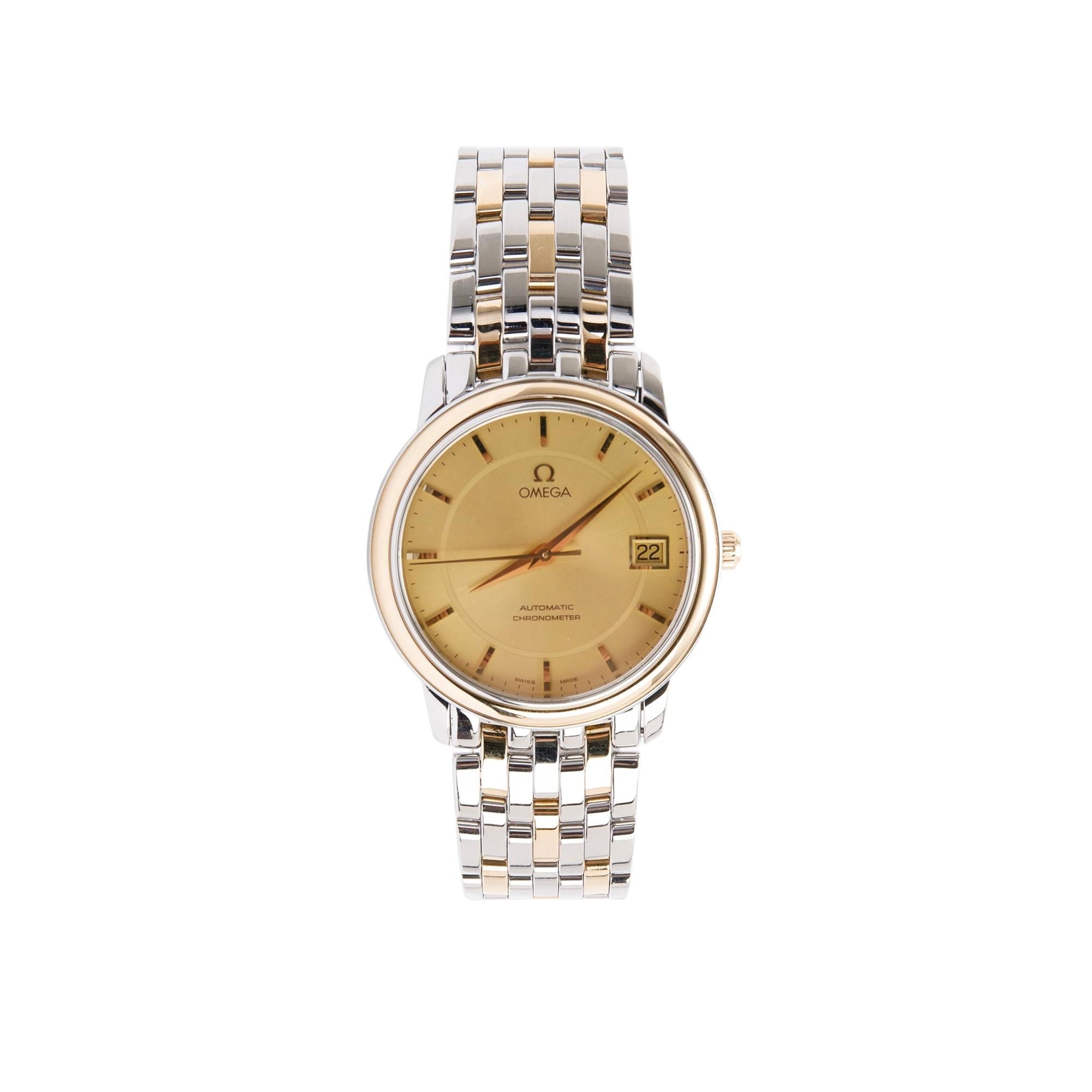 Omega Two-Tone De Ville Prestige Co-Axial Automatic Watch w/ Box & Pap ...