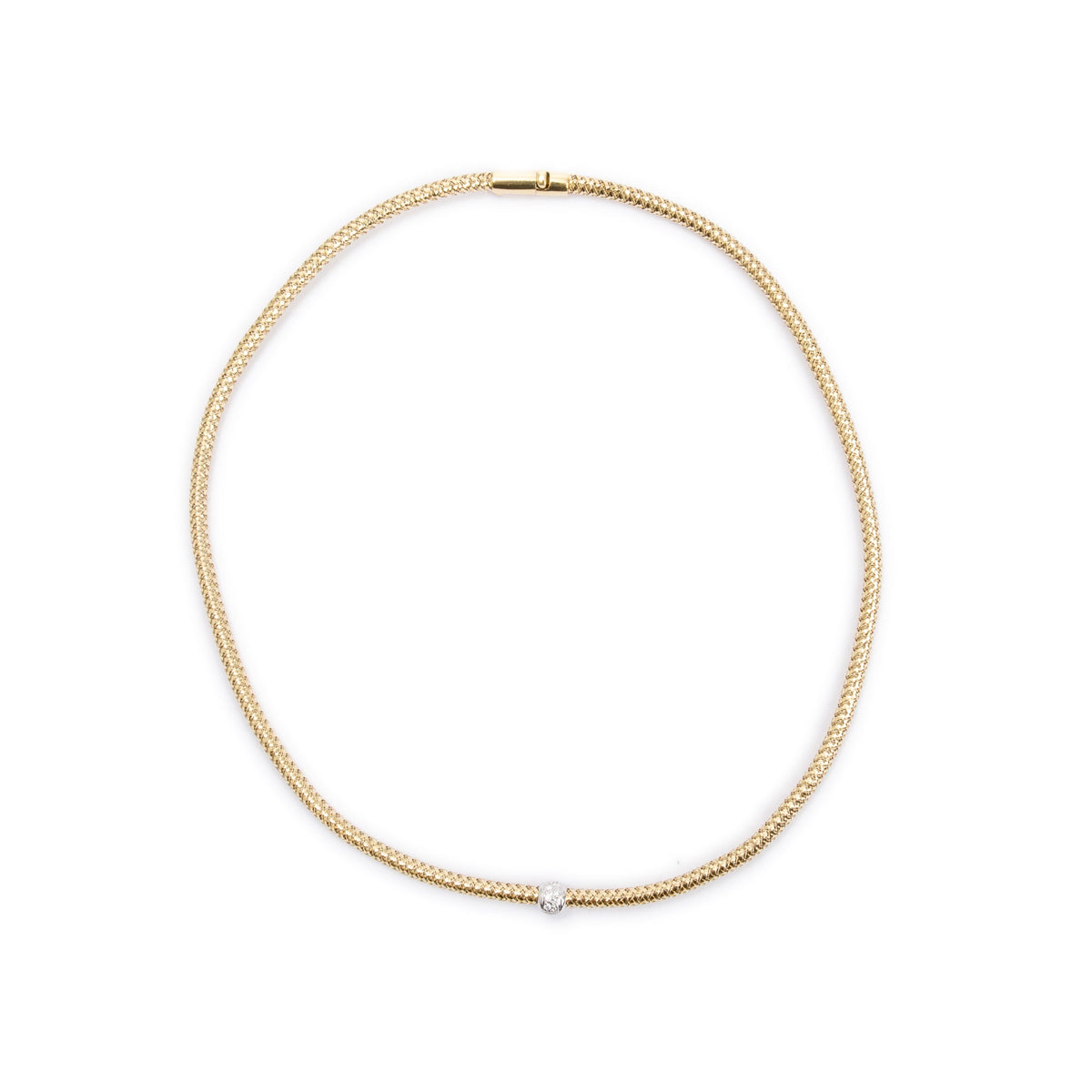 Roberto Coin 18k Yellow & White Gold Diamond Station Primavera Collar ...