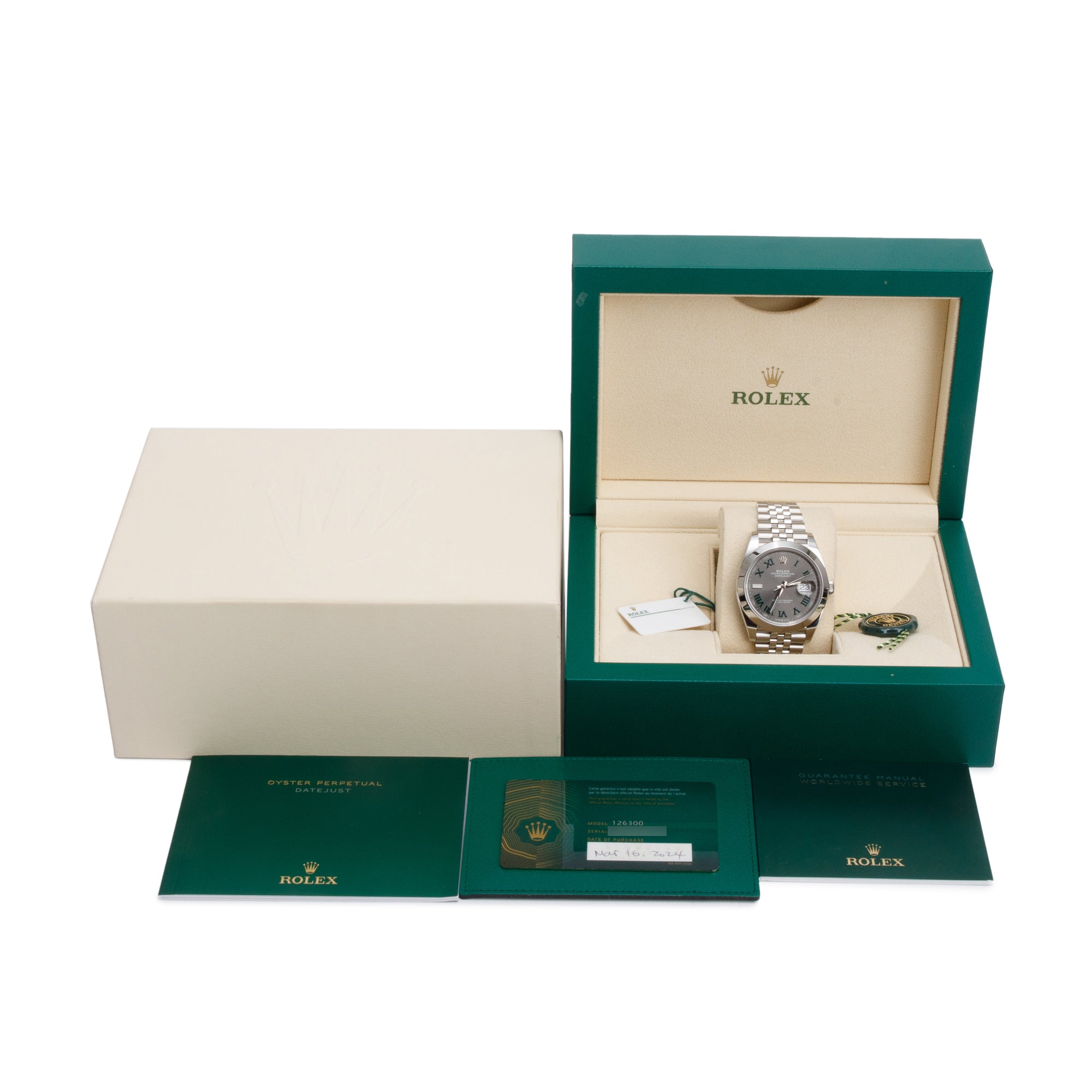 Rolex 2024 Stainless Steel Datejust 41 MM Wimbledon Dial Automatic Wat ...