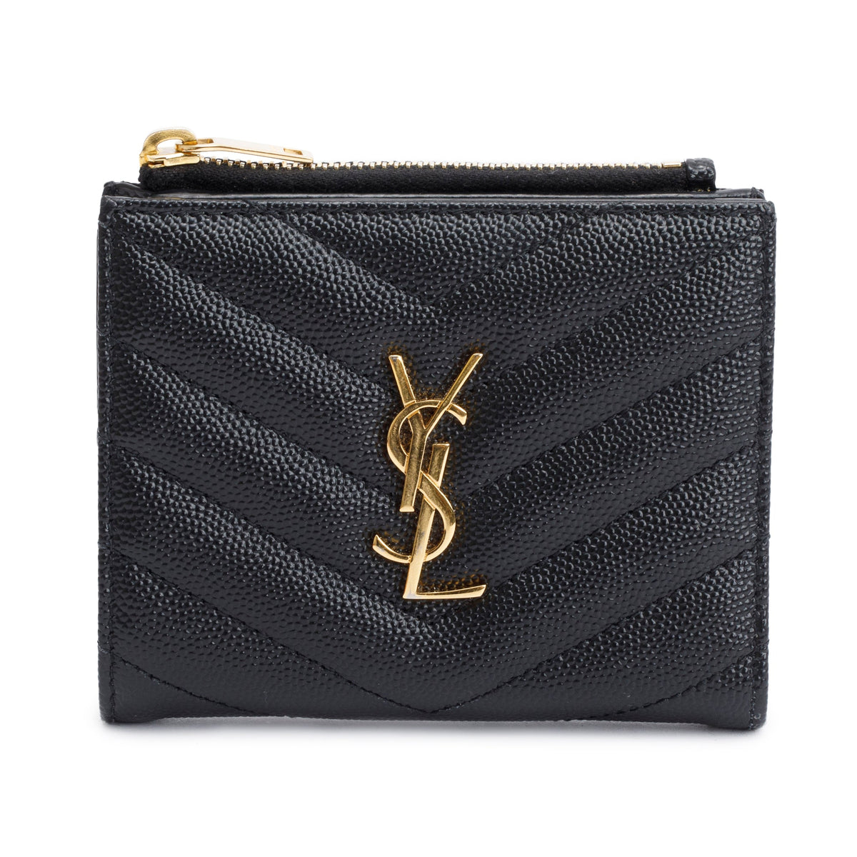 Saint Laurent 2022 Black Grain de Poudre Leather Cassandre Matelasse B ...