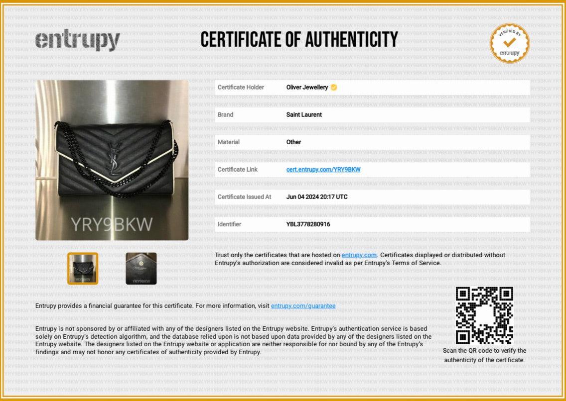 Saint Laurent Black Grained De Poudre White Contrast Trim Cassandre Ma ...