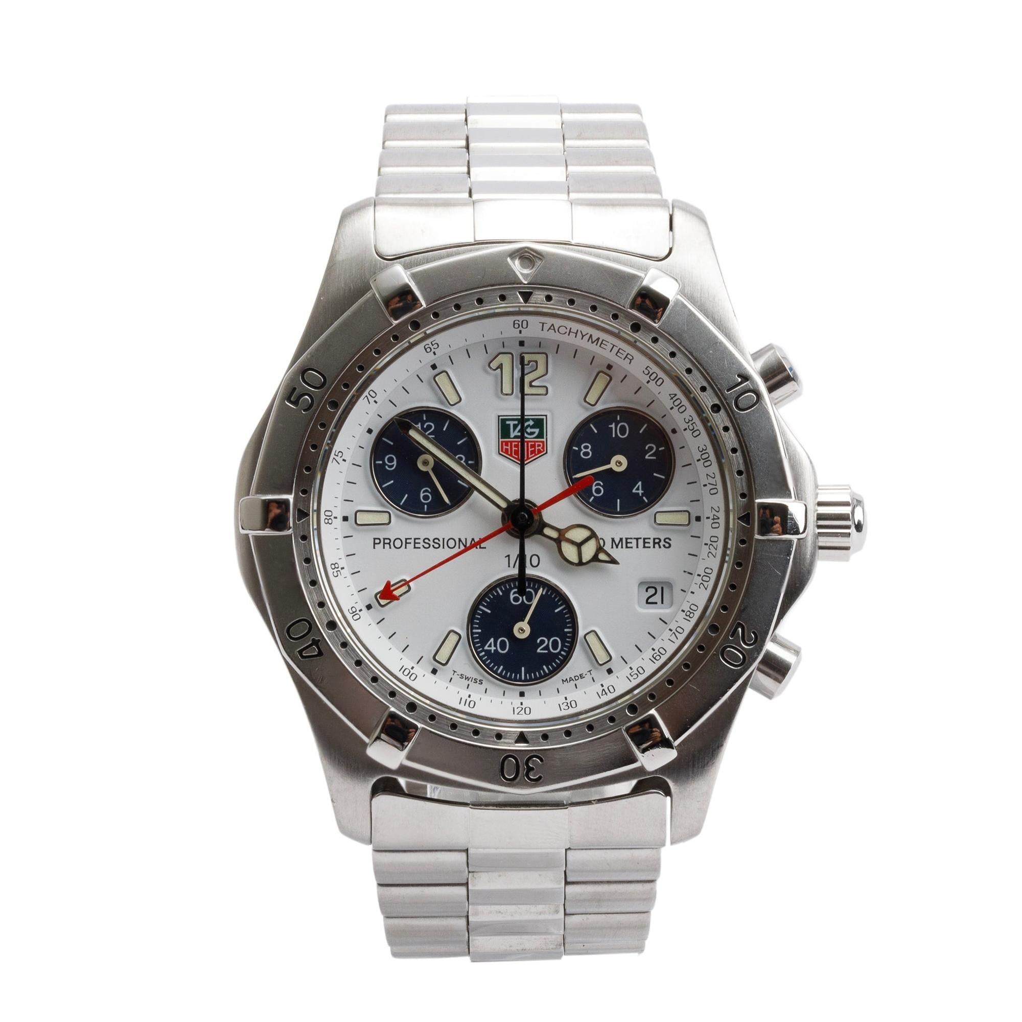 Tag Heuer Stainless Steel Professional 38 MM Chronograph Watch CK1111 ...