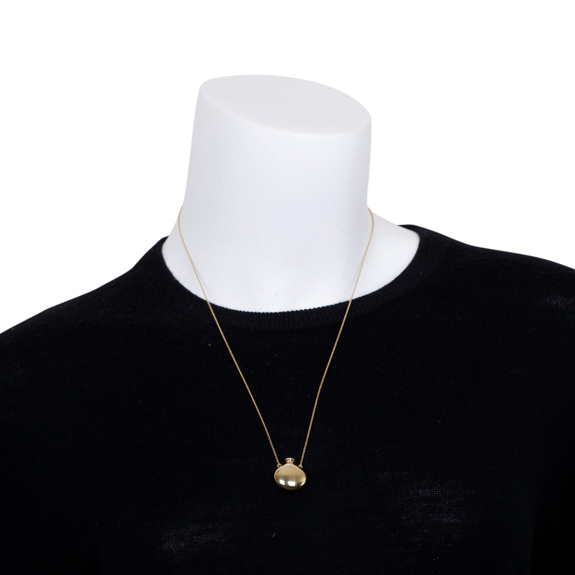 Tiffany & Co. 18k Gold Elsa Peretti Round Bottle Pendant Necklace w/ B ...