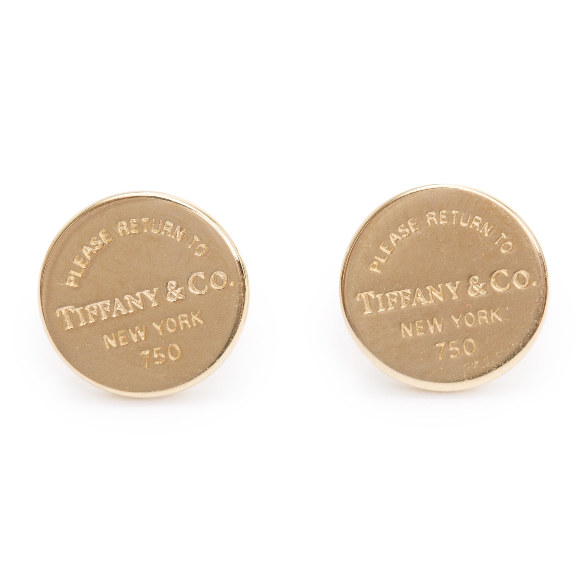 Tiffany & Co. 18k Gold Return to Tiffany Mini Round Tag Stud Earrings ...