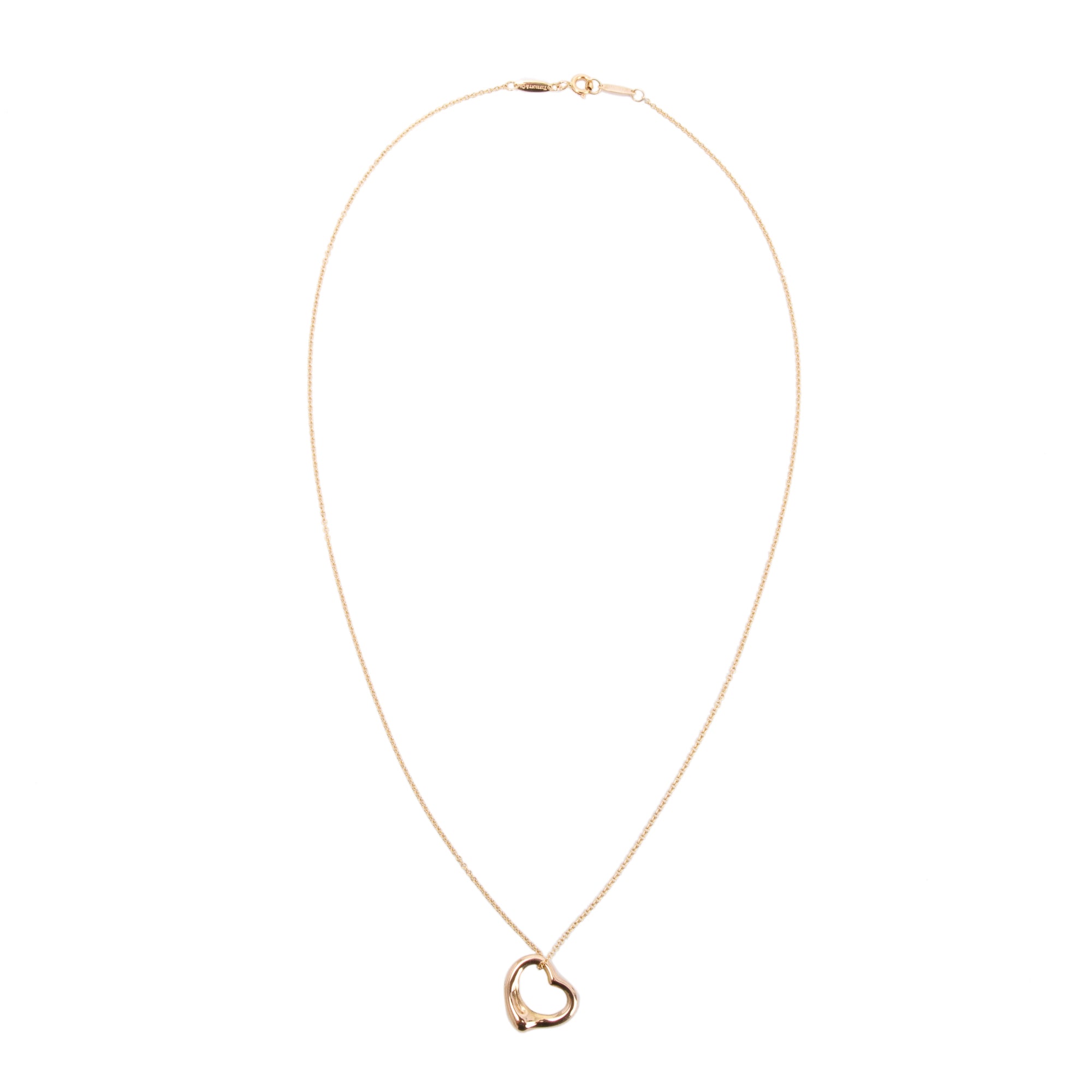 Tiffany & Co. 18k Rose Gold Elsa Peretti Open Heart Pendant Necklace ...
