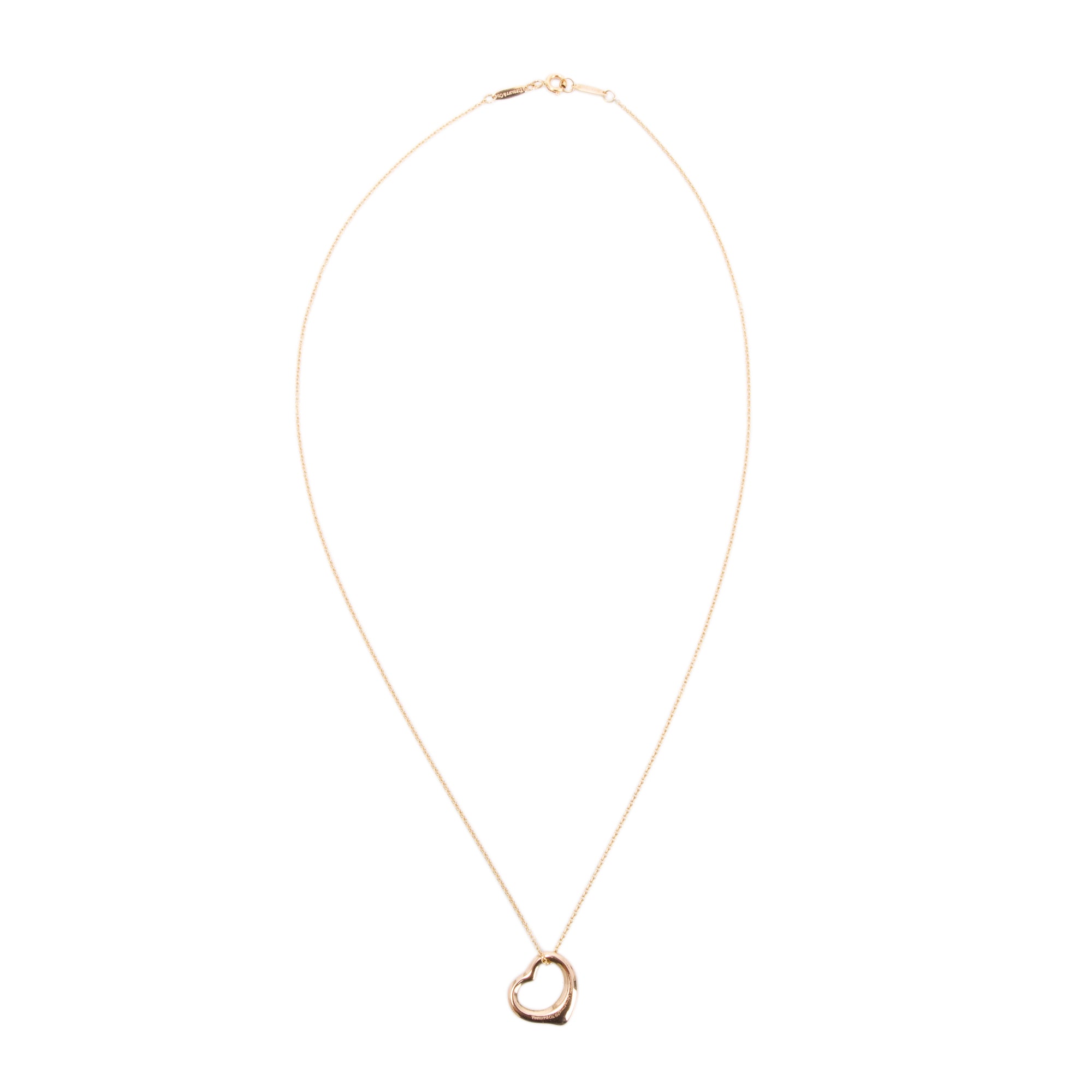 Tiffany & Co. 18k Rose Gold Elsa Peretti Open Heart Pendant Necklace ...