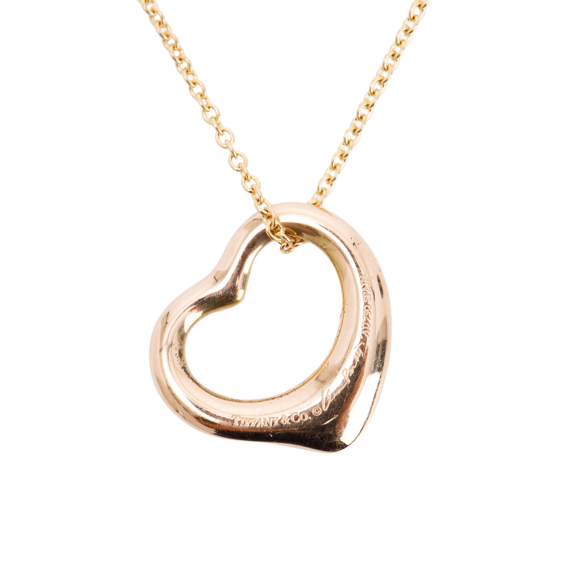 Tiffany & Co. 18k Rose Gold Elsa Peretti Open Heart Pendant Necklace ...