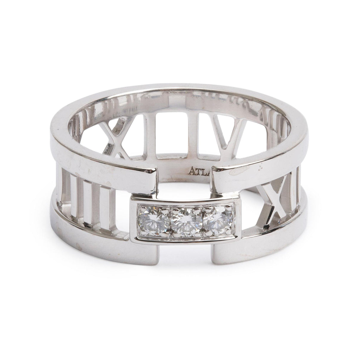 Tiffany & Co. 18k White Gold Diamond Wide Atlas Open Ring, Size 7.5 ...