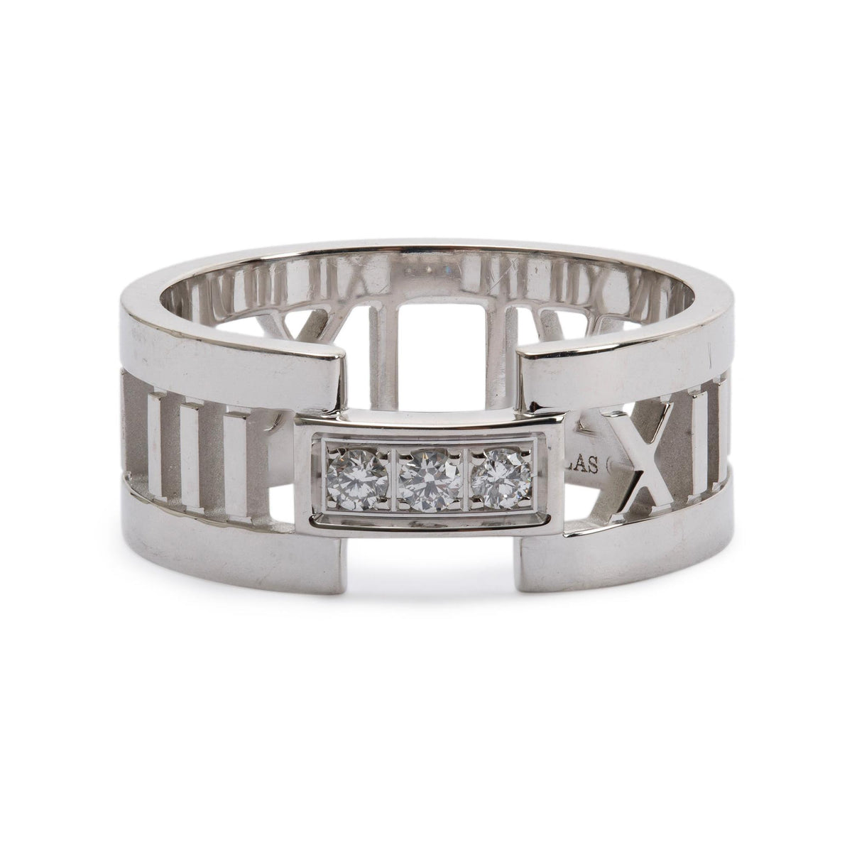 Tiffany & Co. 18k White Gold Wide Atlas Open Ring with Diamonds – OLIVER'S